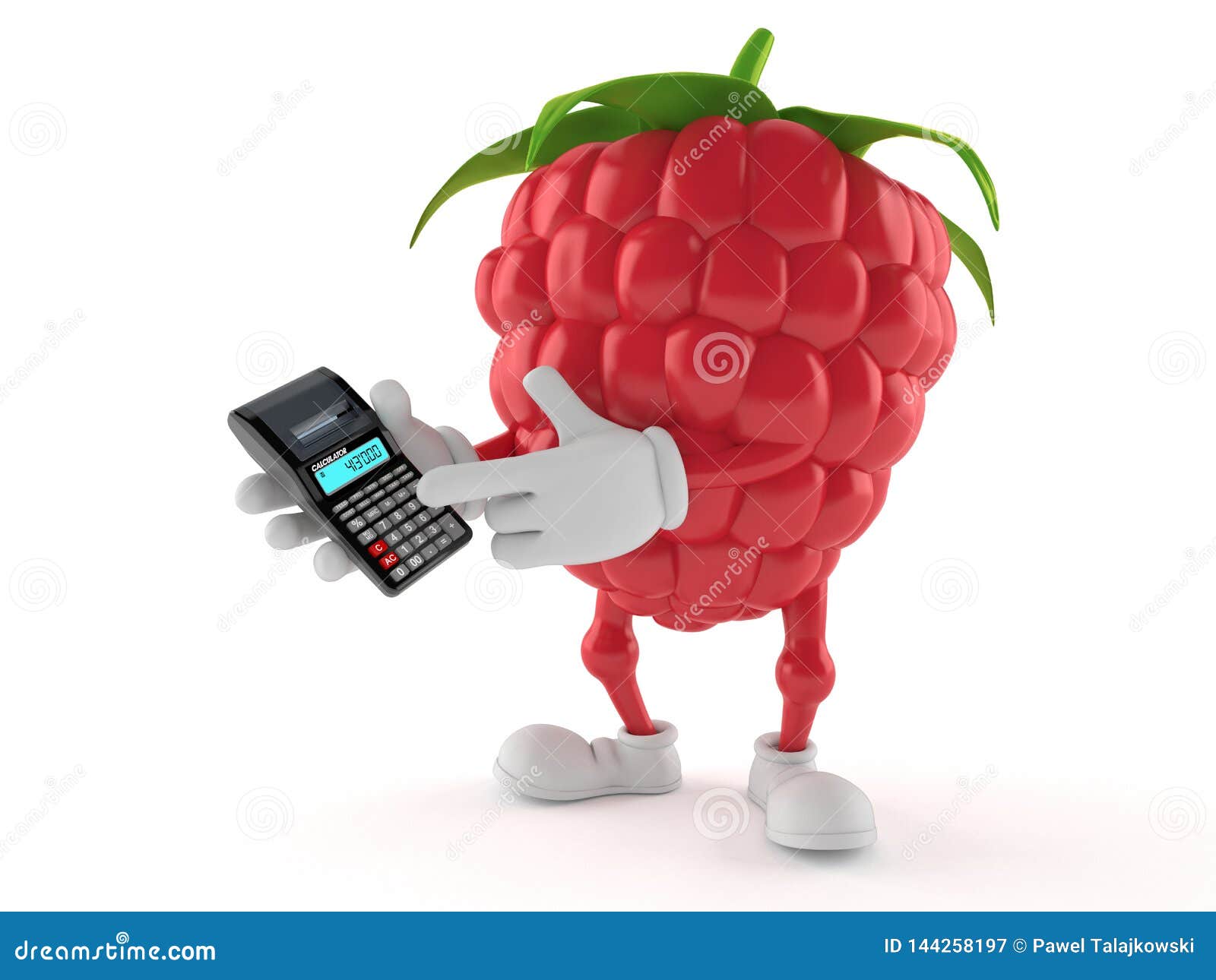 Raspberry Character Using Calculator Stock Illustration - Illustration ...
