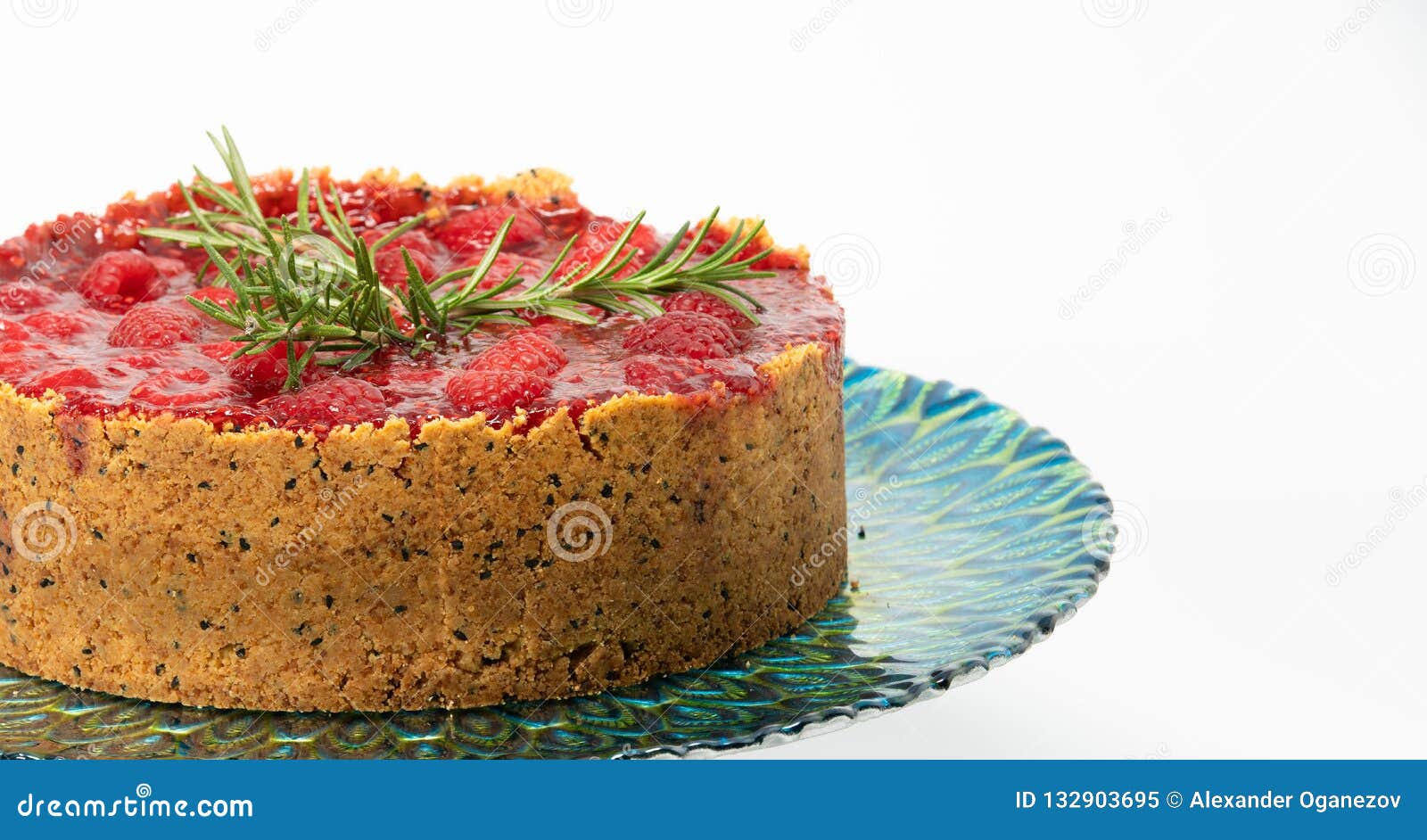 Raspberry Cheesecake on the Decorative Plate Stock Image - Image of ...