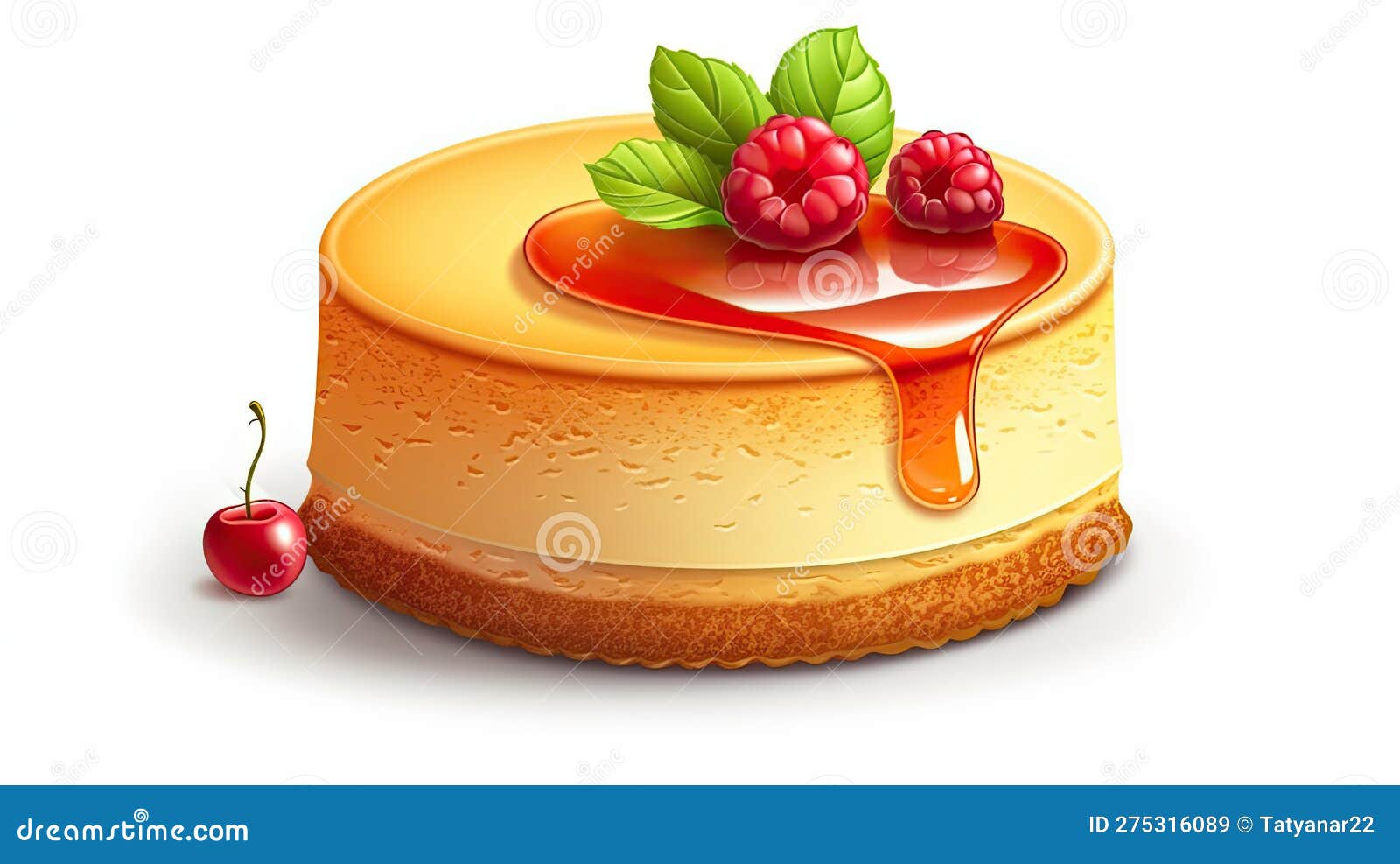 Raspberry Cheesecake with Jam. Realistic Icon of Whole Tasty Cheesecake ...