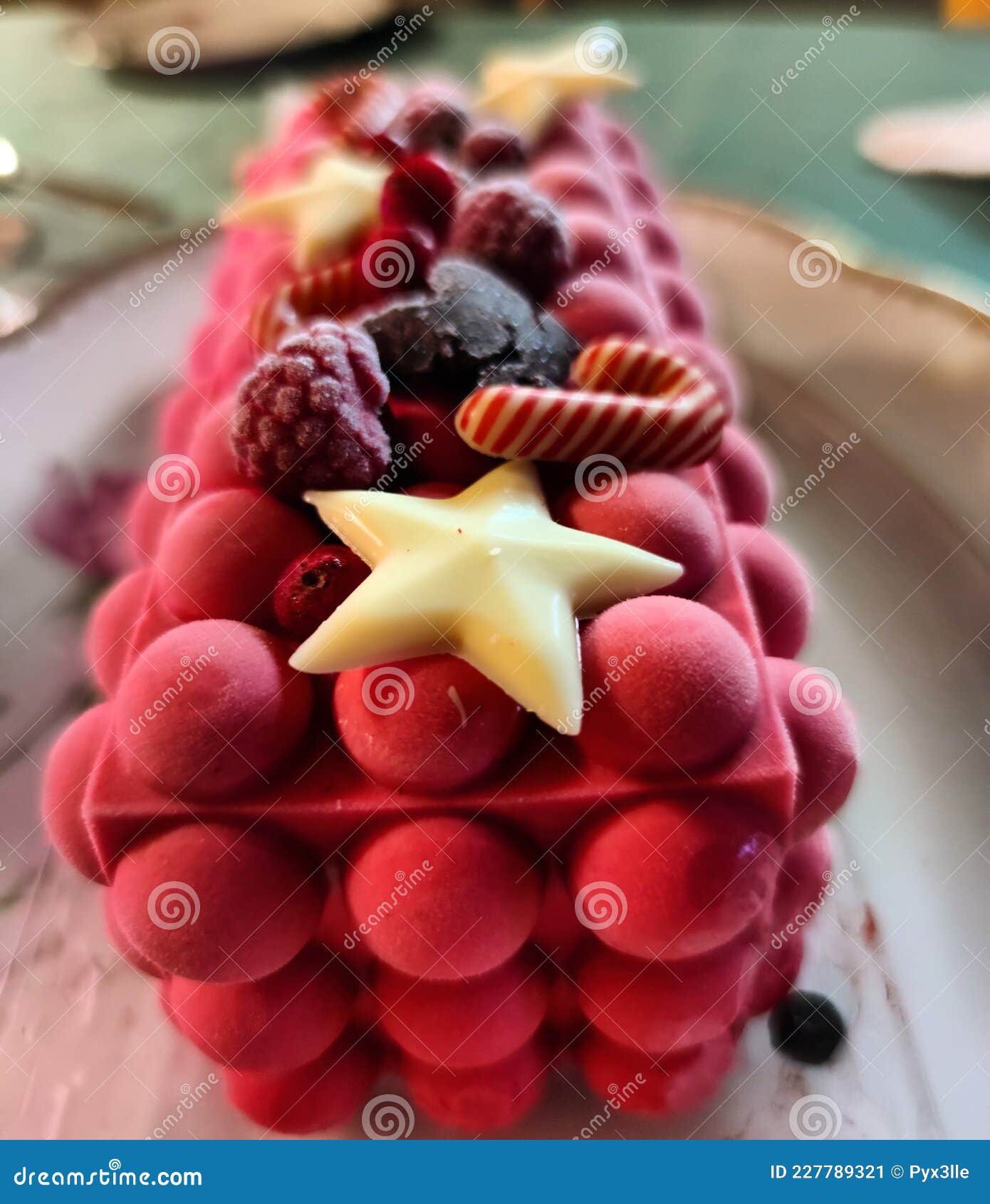 Raspberry Christmas Log with Atypical Design Stock Image - Image of ...