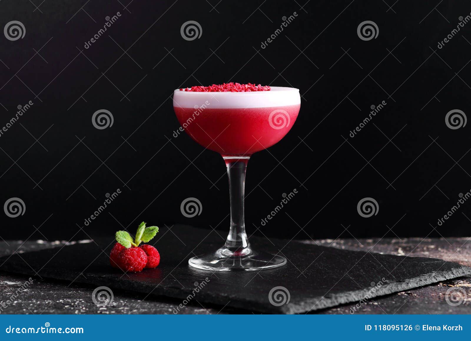 Raspberry Cocktail with Whipped Cream Stock Photo - Image of sweets ...