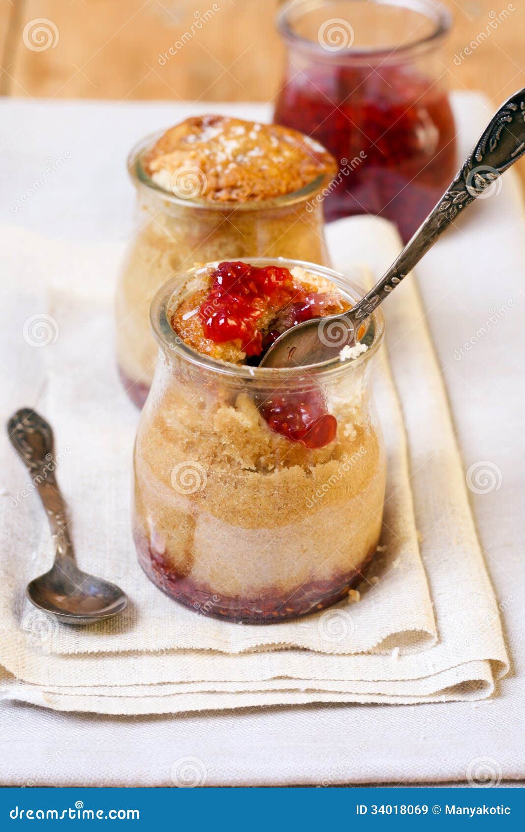Raspberry and Coconut Pudding with Jam Stock Image - Image of topping ...