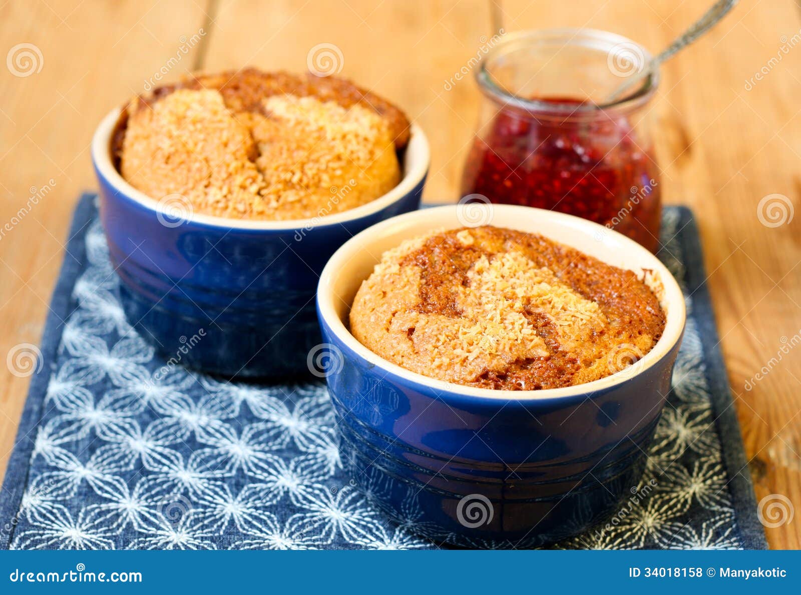 Raspberry and Coconut Pudding with Jam Stock Photo - Image of pudding ...