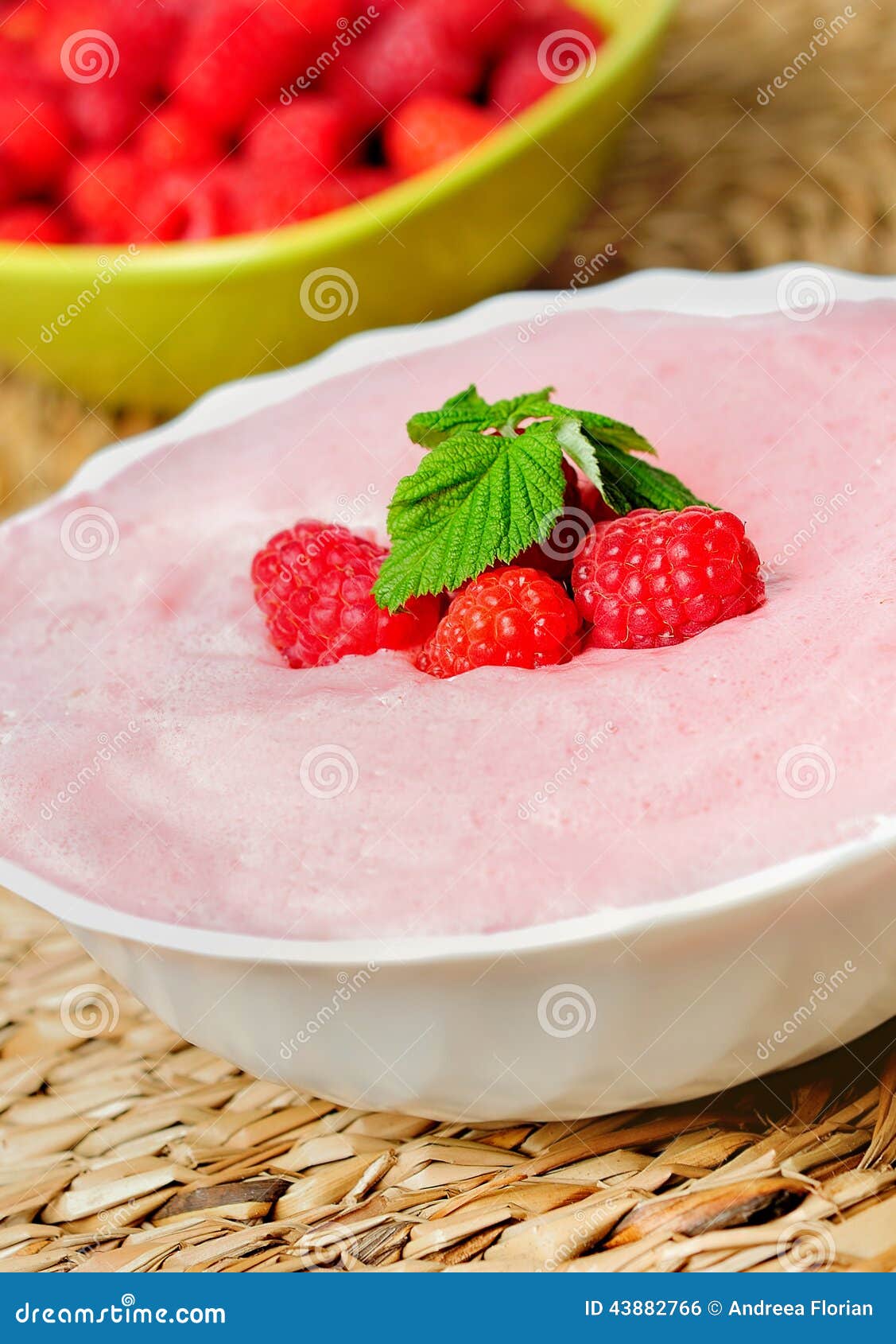 Raspberry cream stock photo. Image of healthy, dessert - 43882766