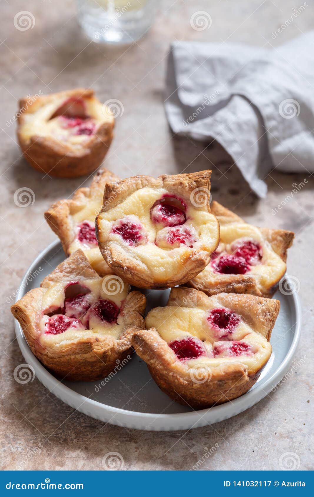 Raspberry Cream Cheese Puff Pastry Pies Stock Image - Image of cream ...