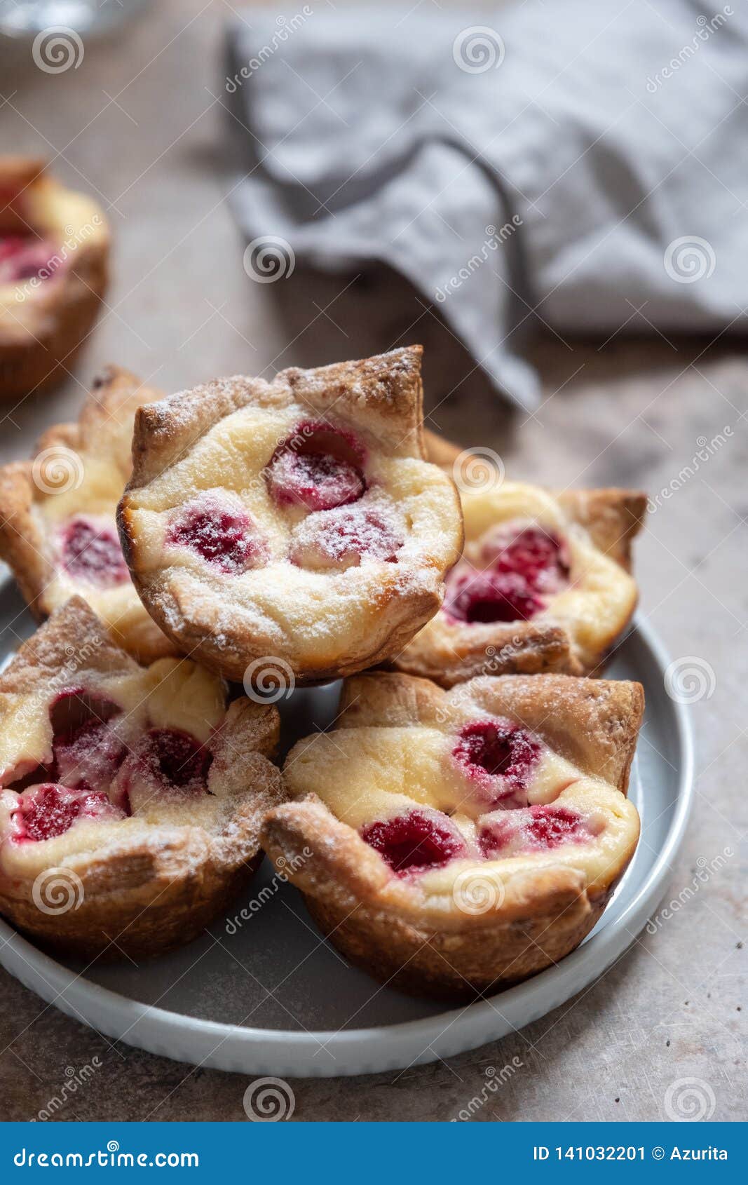 Raspberry Cream Cheese Puff Pastry Pies Stock Image - Image of ...