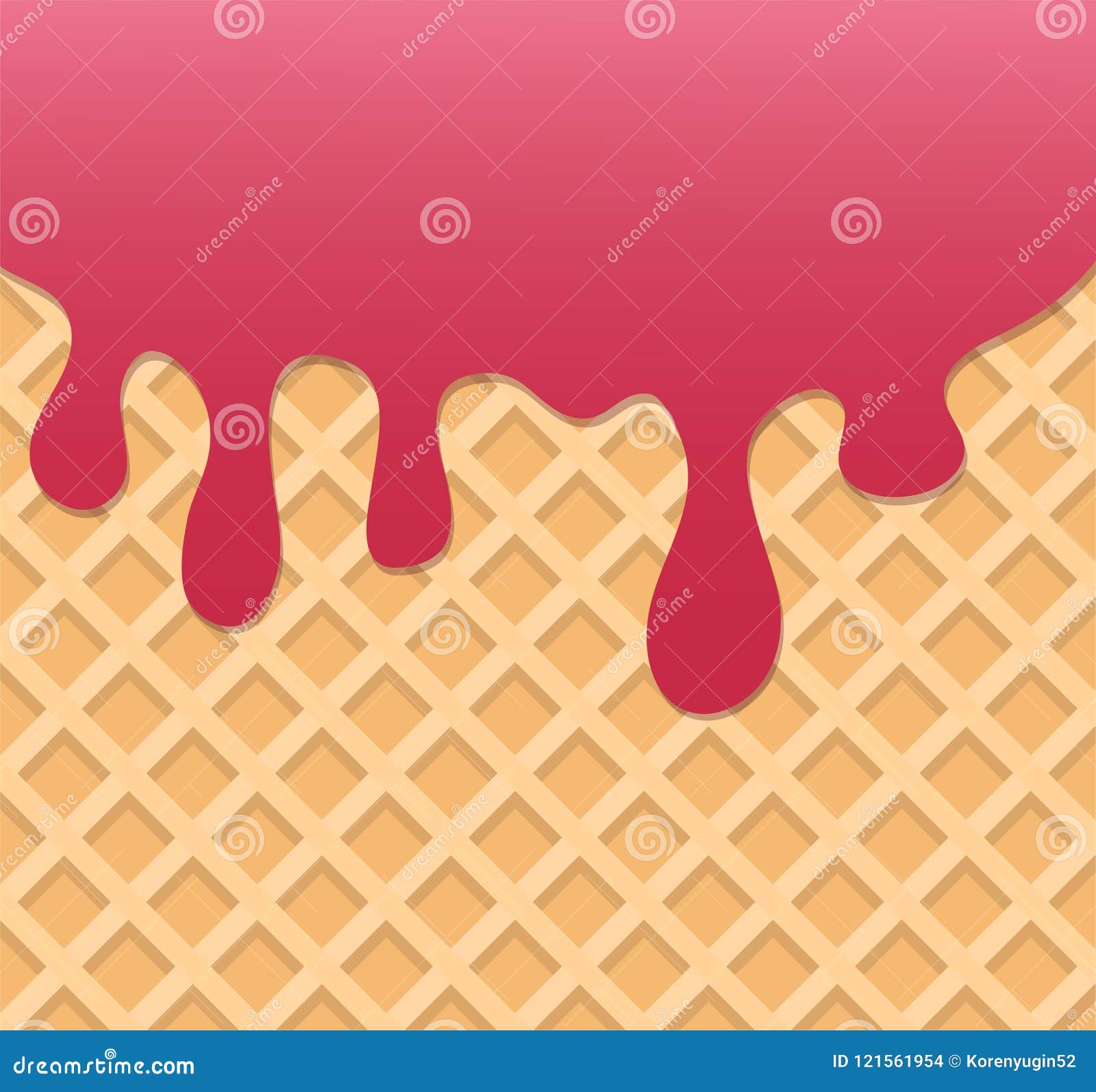 Raspberry Cream Melted on Wafer Background. Vector Illustration, Eps 10 ...