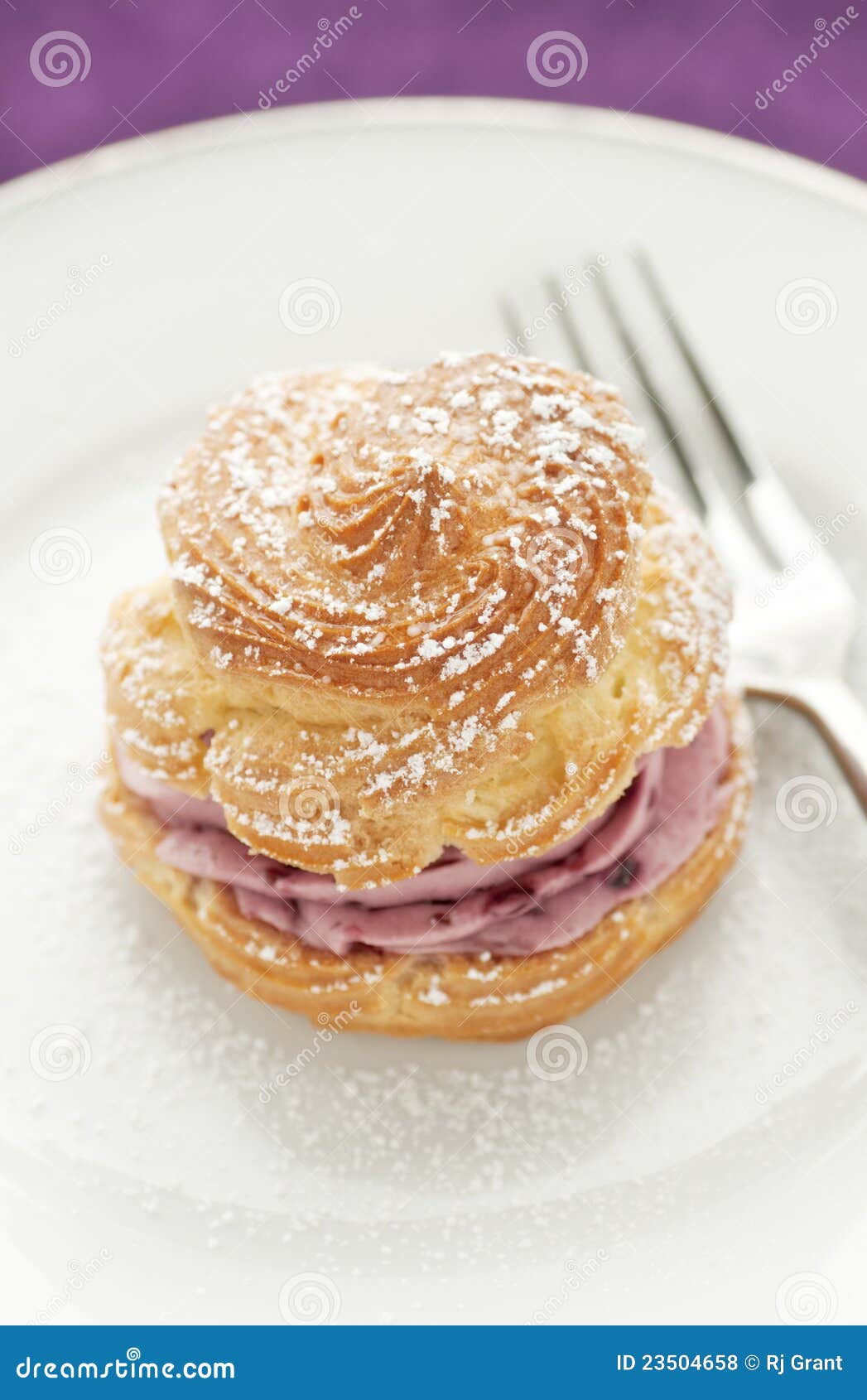 Raspberry Cream Puff stock photo. Image of plate, pastry - 23504658