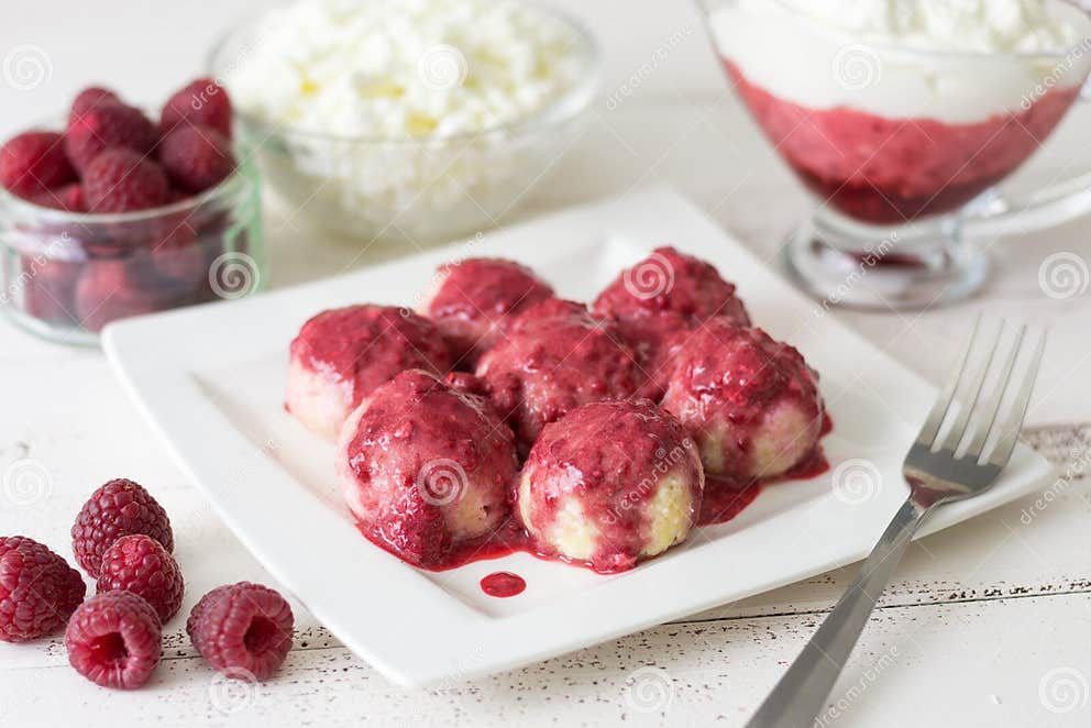Raspberry Curd Balls stock photo. Image of fruit, ingredient - 49849008