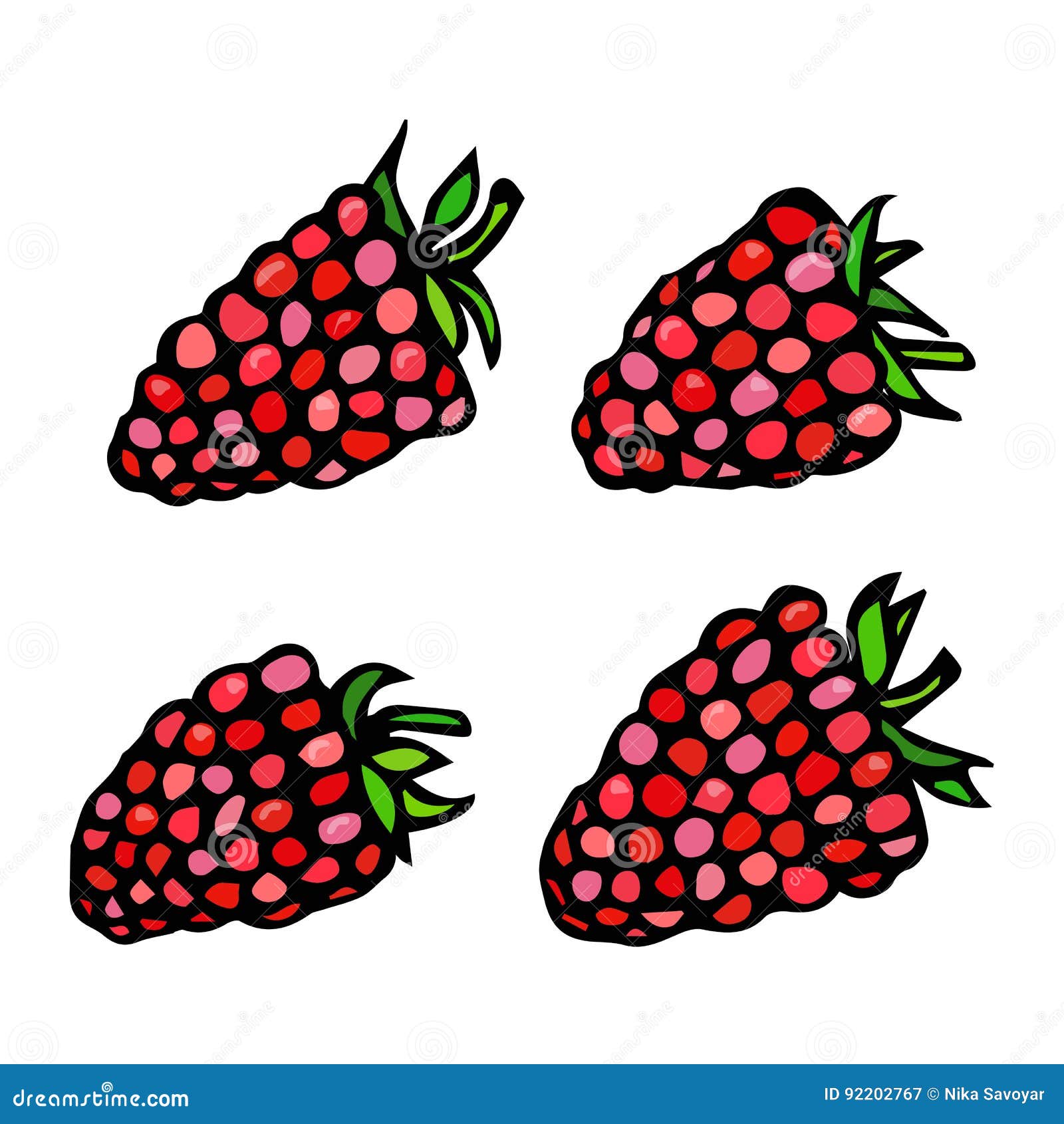 Raspberry Doodle Style Vector Sketch, Isolated on White Background ...