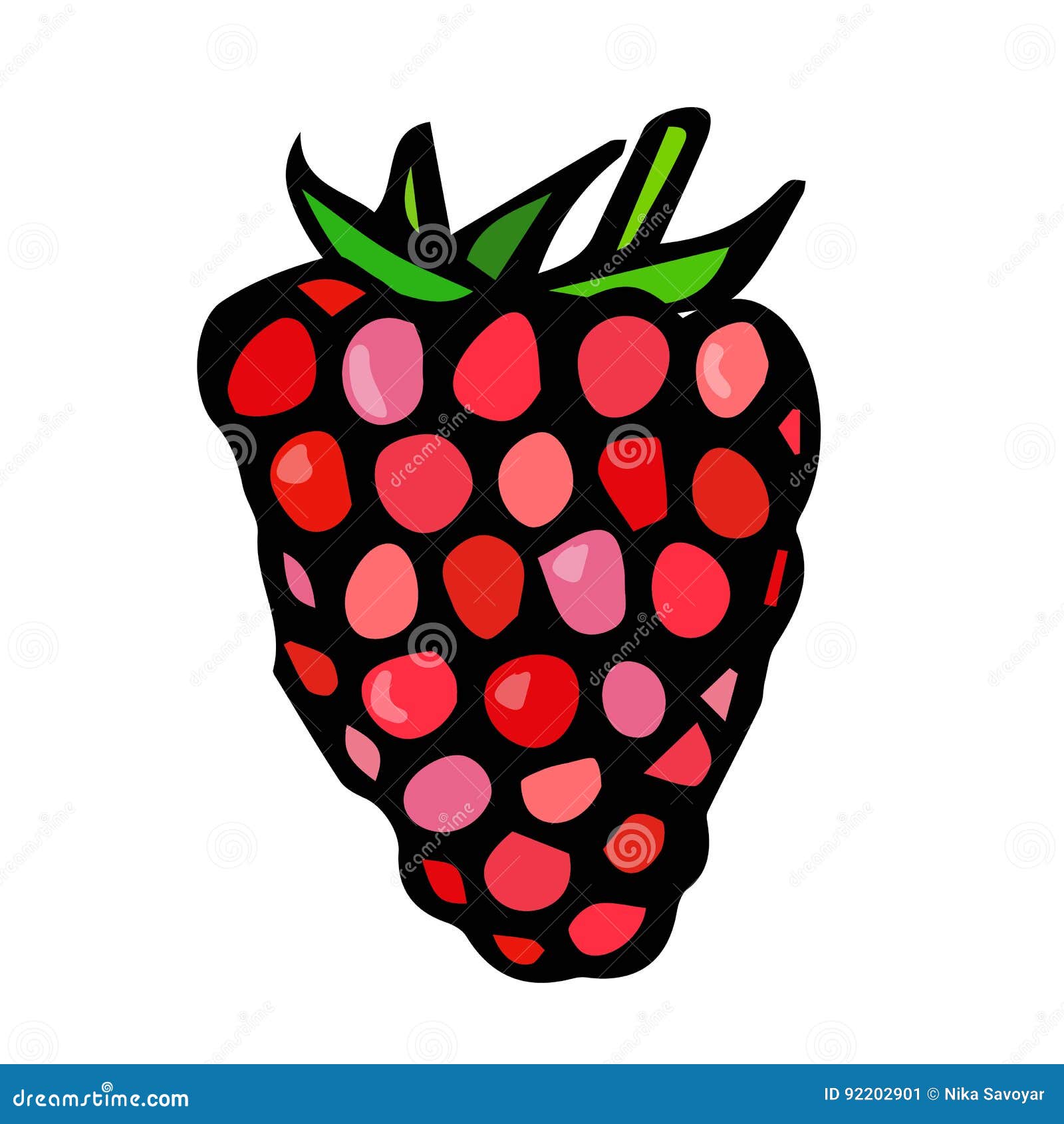 Raspberry Doodle Style Vector Sketch, Isolated on White Background ...