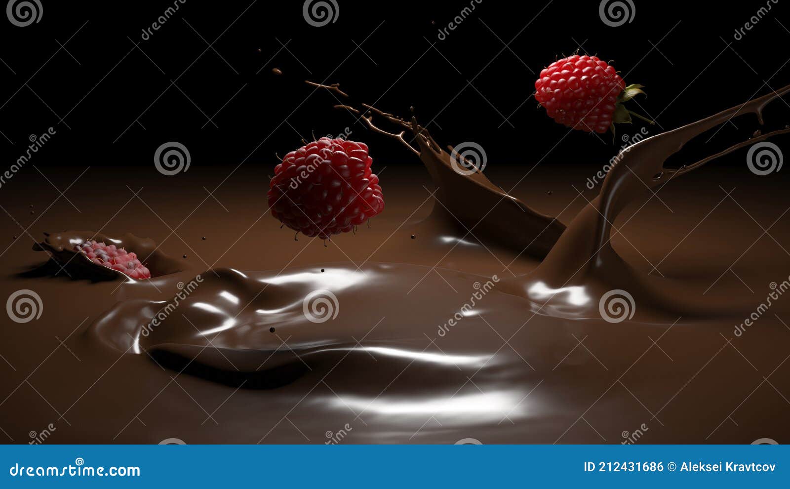 Raspberry Falling into Melt Chocolate Stock Illustration - Illustration ...