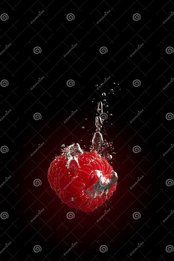 Raspberry Falling into Water Stock Photo - Image of dieting, splash ...