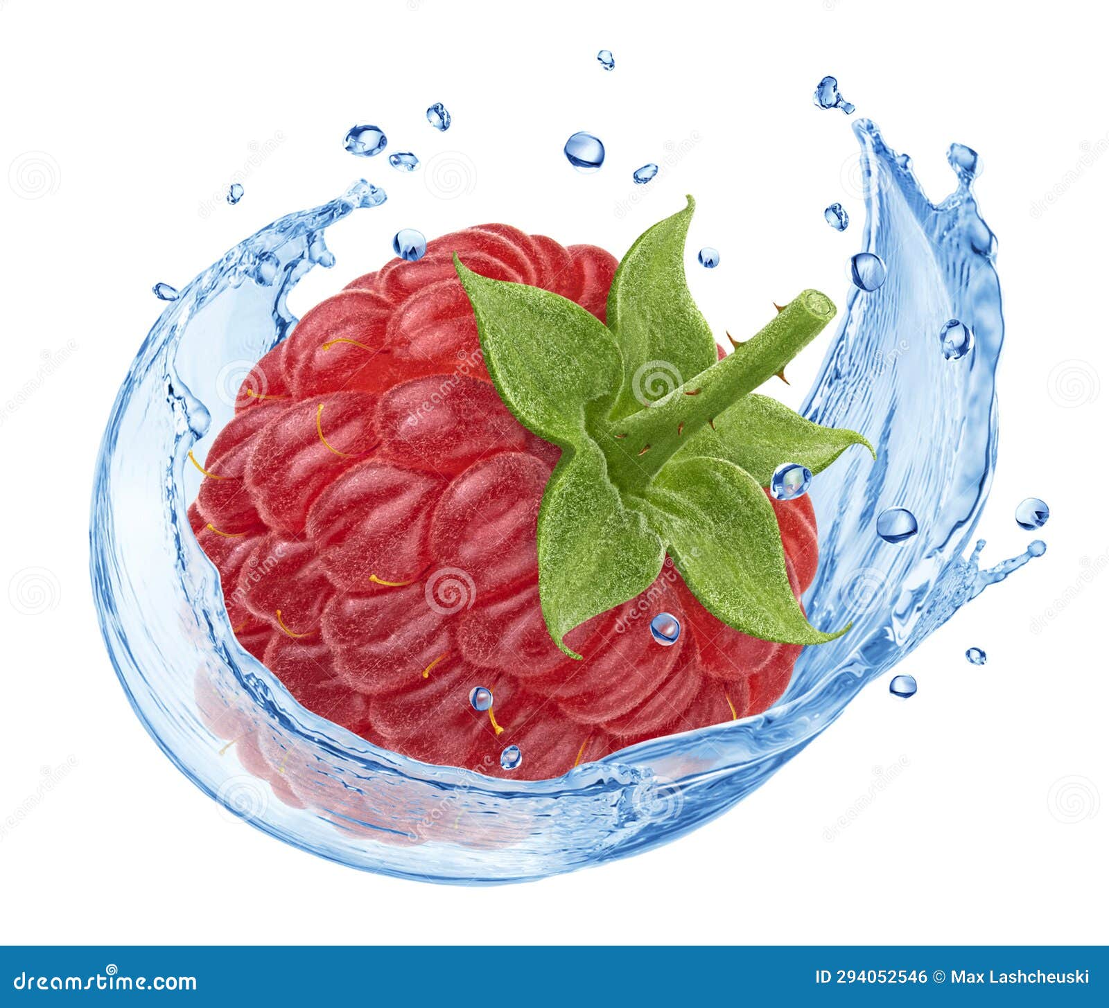 Raspberry Falling Into Water Splash Isolated On White Background ...