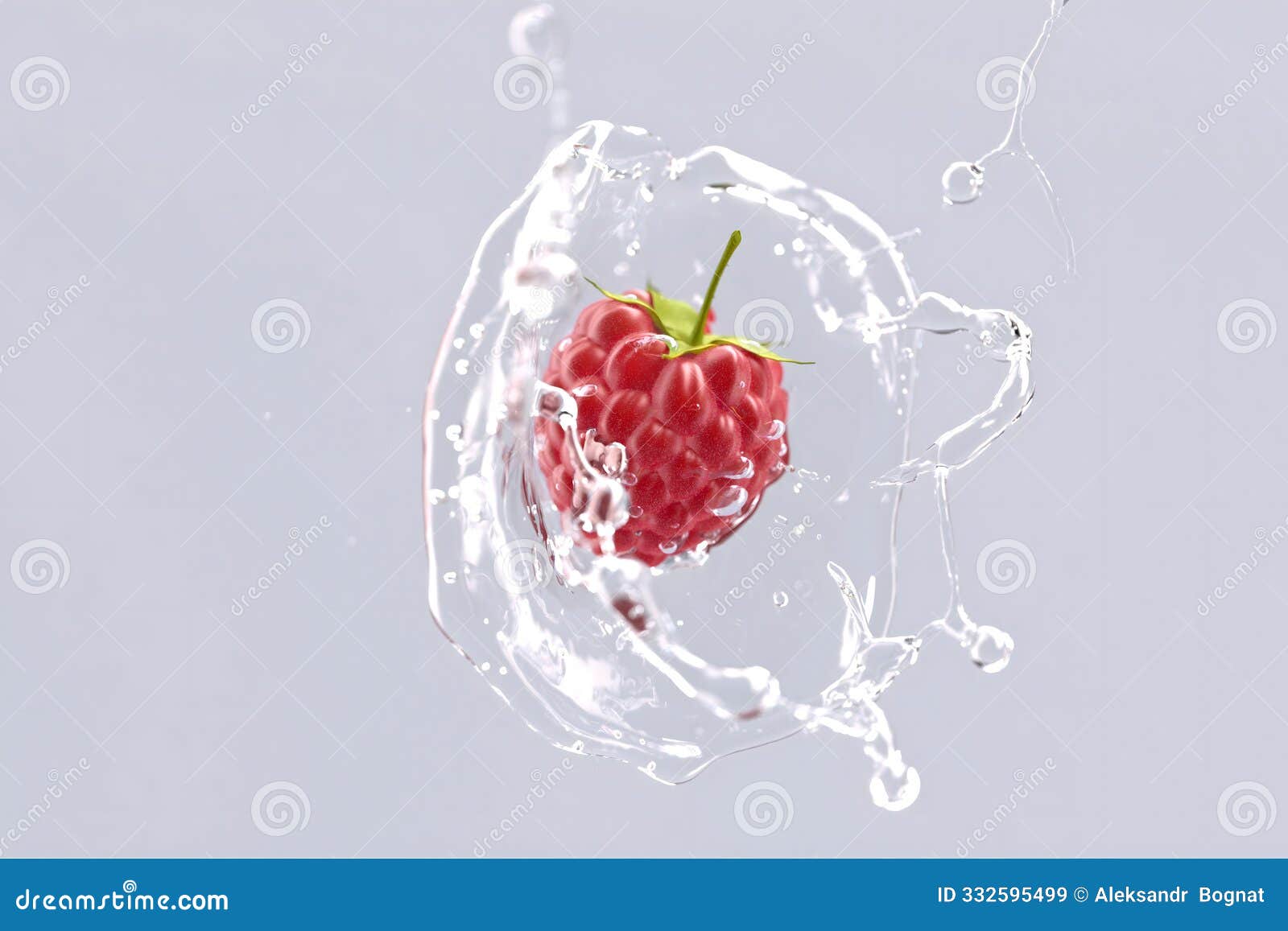 Raspberry Falling in Water Splash Mockup, Depth of Field Stock ...