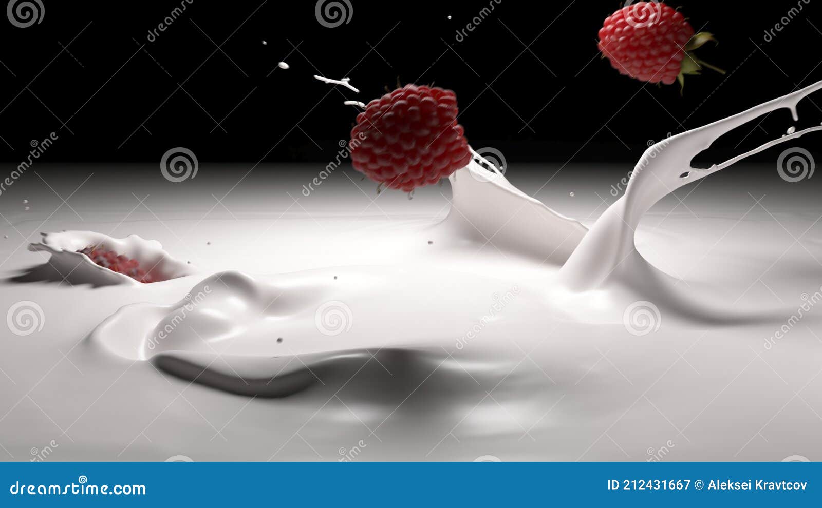 Raspberry Falling Into Water Splash Isolated On White Background ...