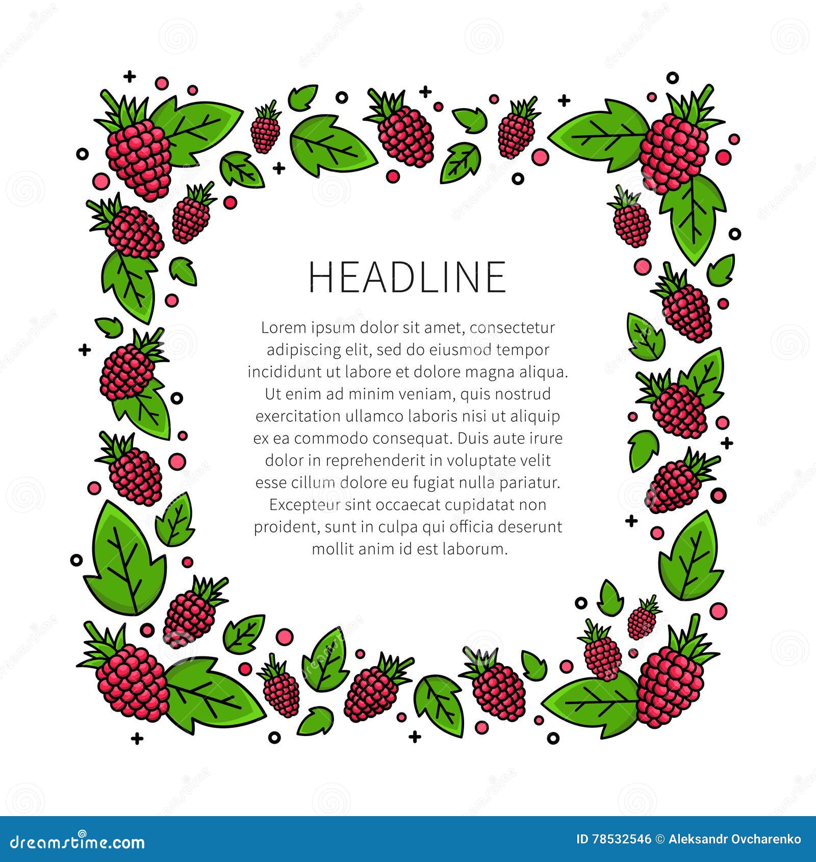 Raspberry Frame with Sample Text Creative Concept Stock Vector ...