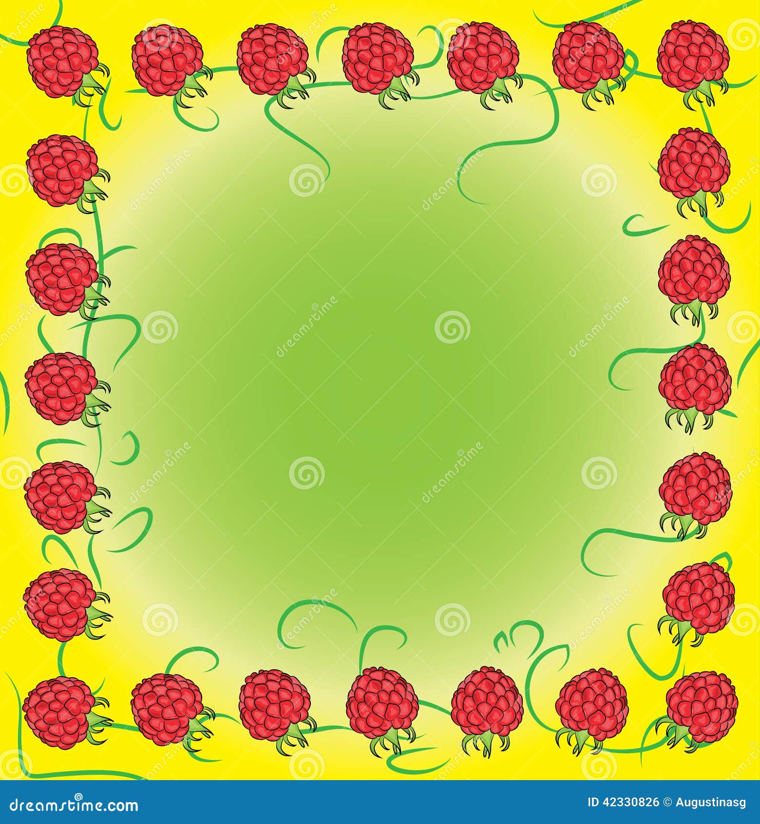 Raspberry Frame Border Cartoon Colored Vector Illustration ...