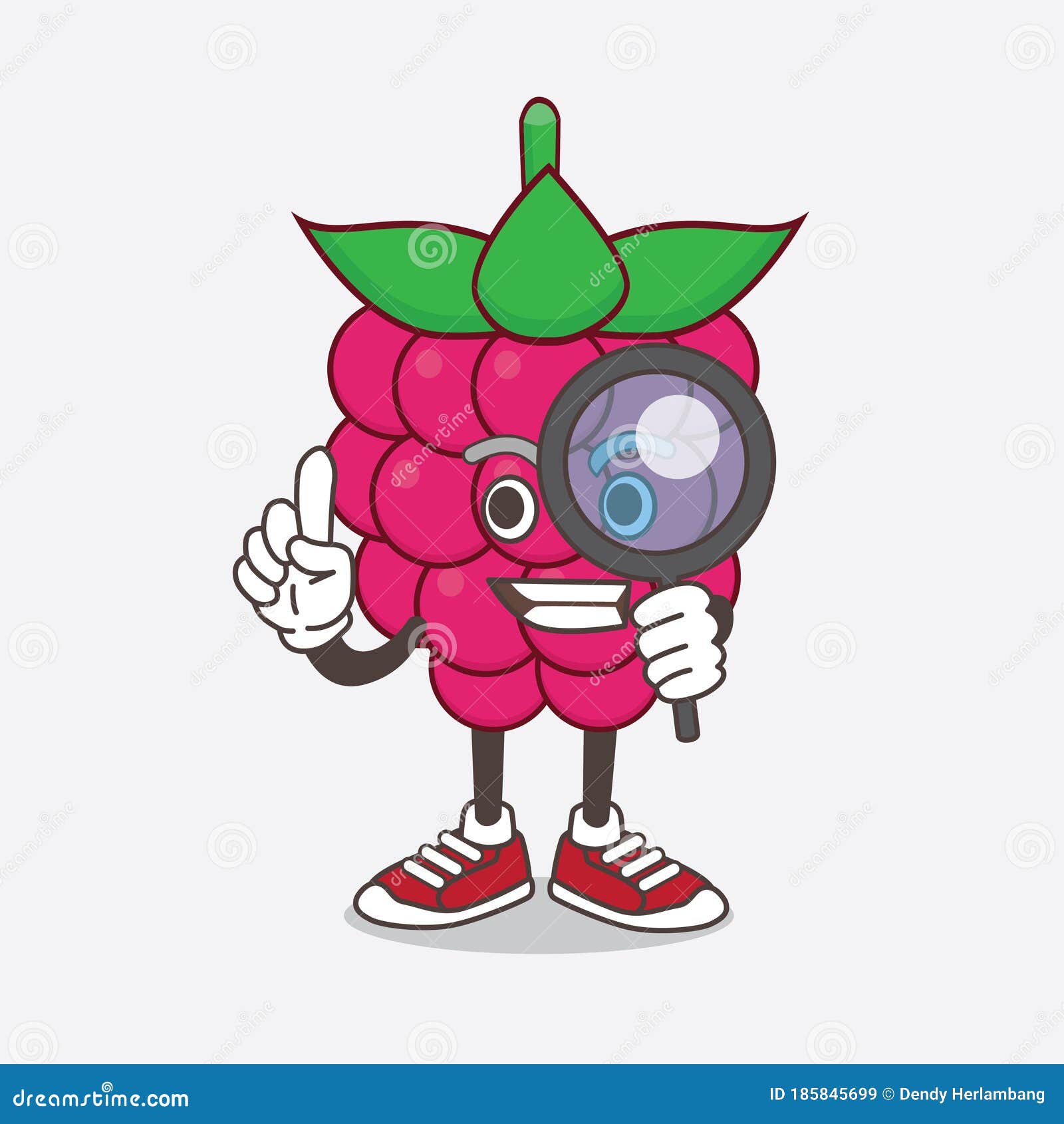 Raspberry Fruit Cartoon Mascot Character As Detective Design Stock ...