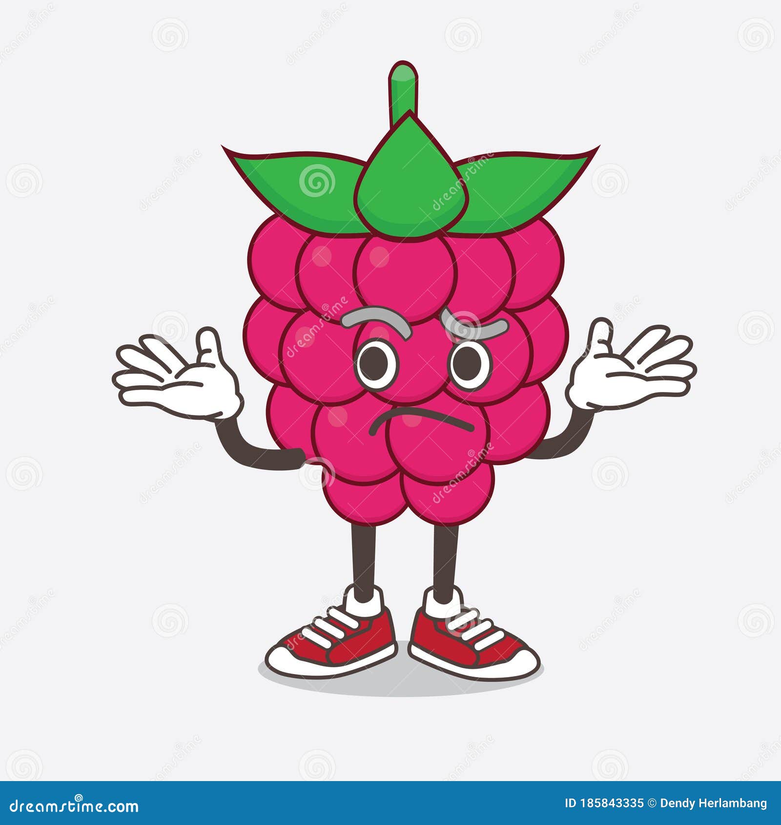 Raspberry Fruit Cartoon Mascot Character in Comical Grinning Expression ...