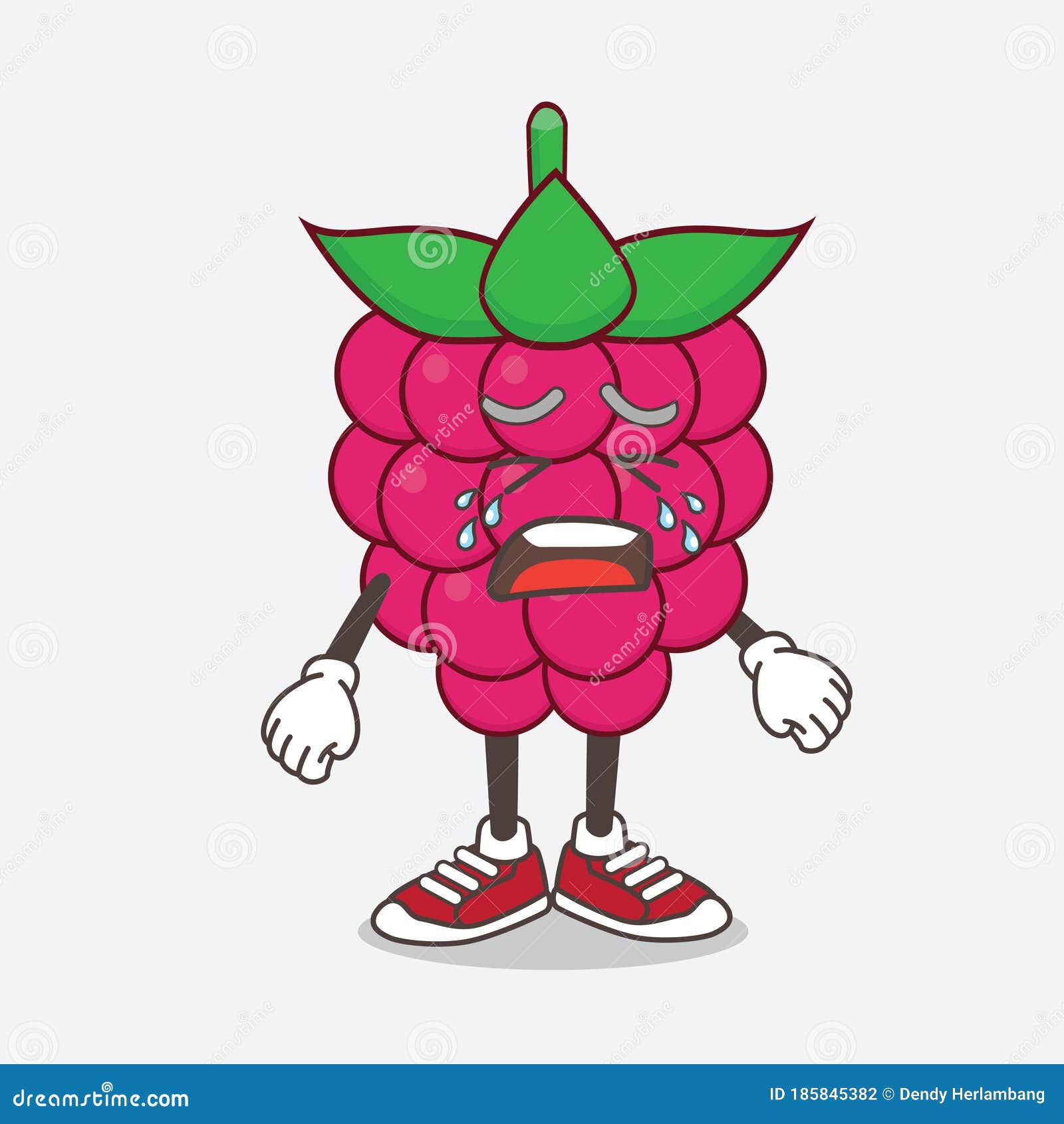 Raspberry Fruit Cartoon Mascot Character with Crying Expression Stock ...
