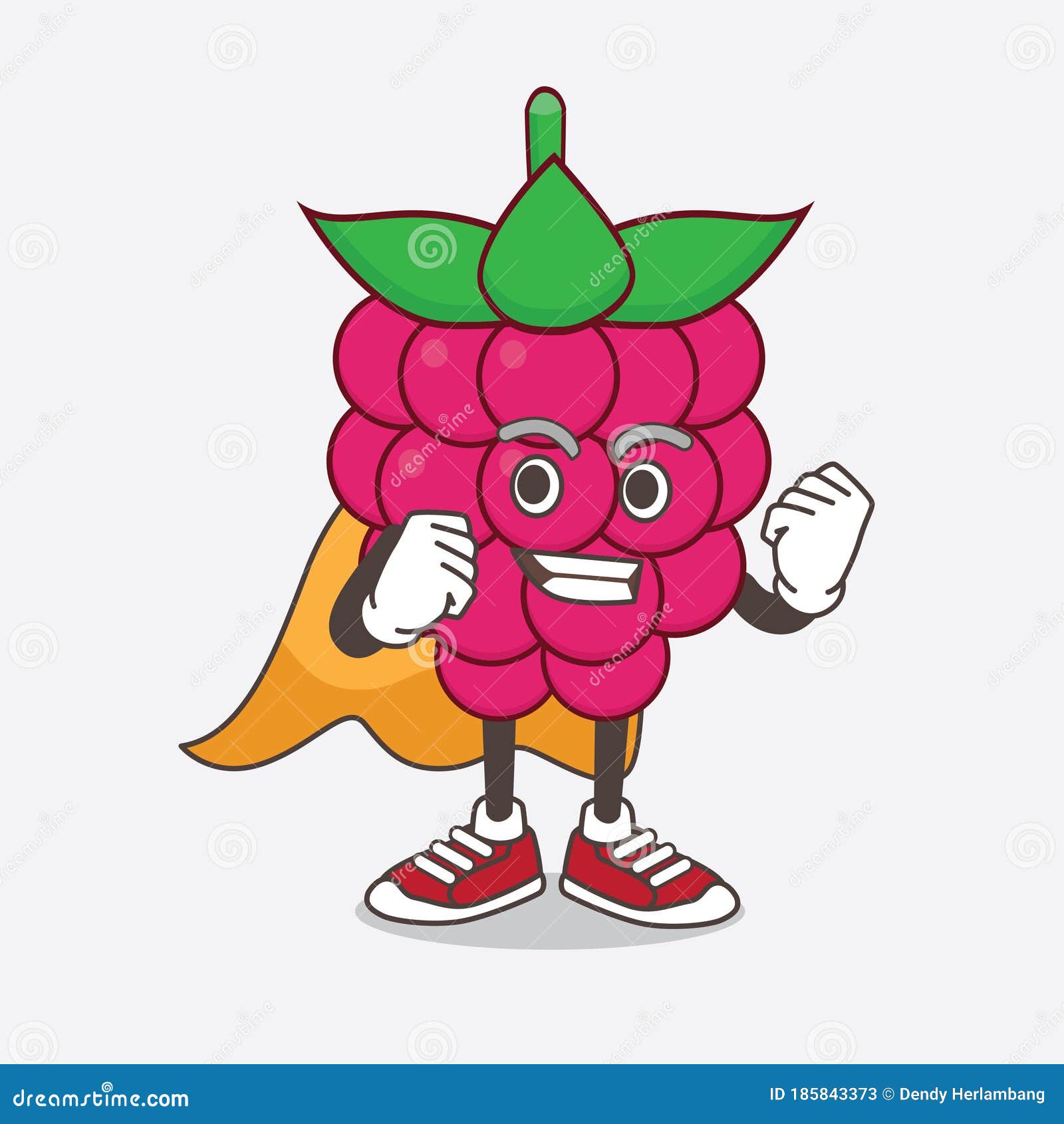 Raspberry Fruit Cartoon Mascot Character Dressed As a Super Hero Stock ...