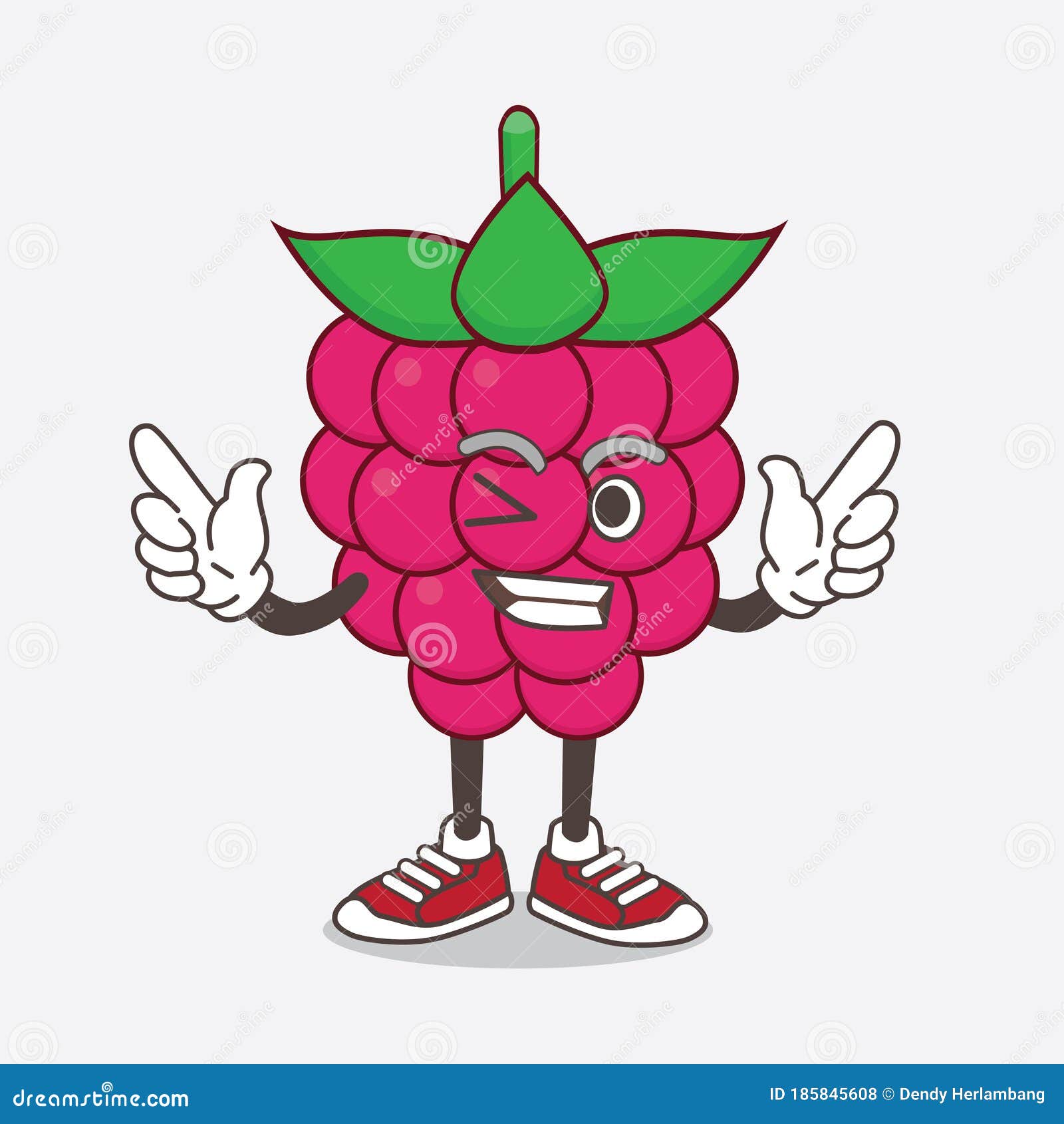Raspberry Fruit Cartoon Mascot Character with Winking Eye Stock Vector ...