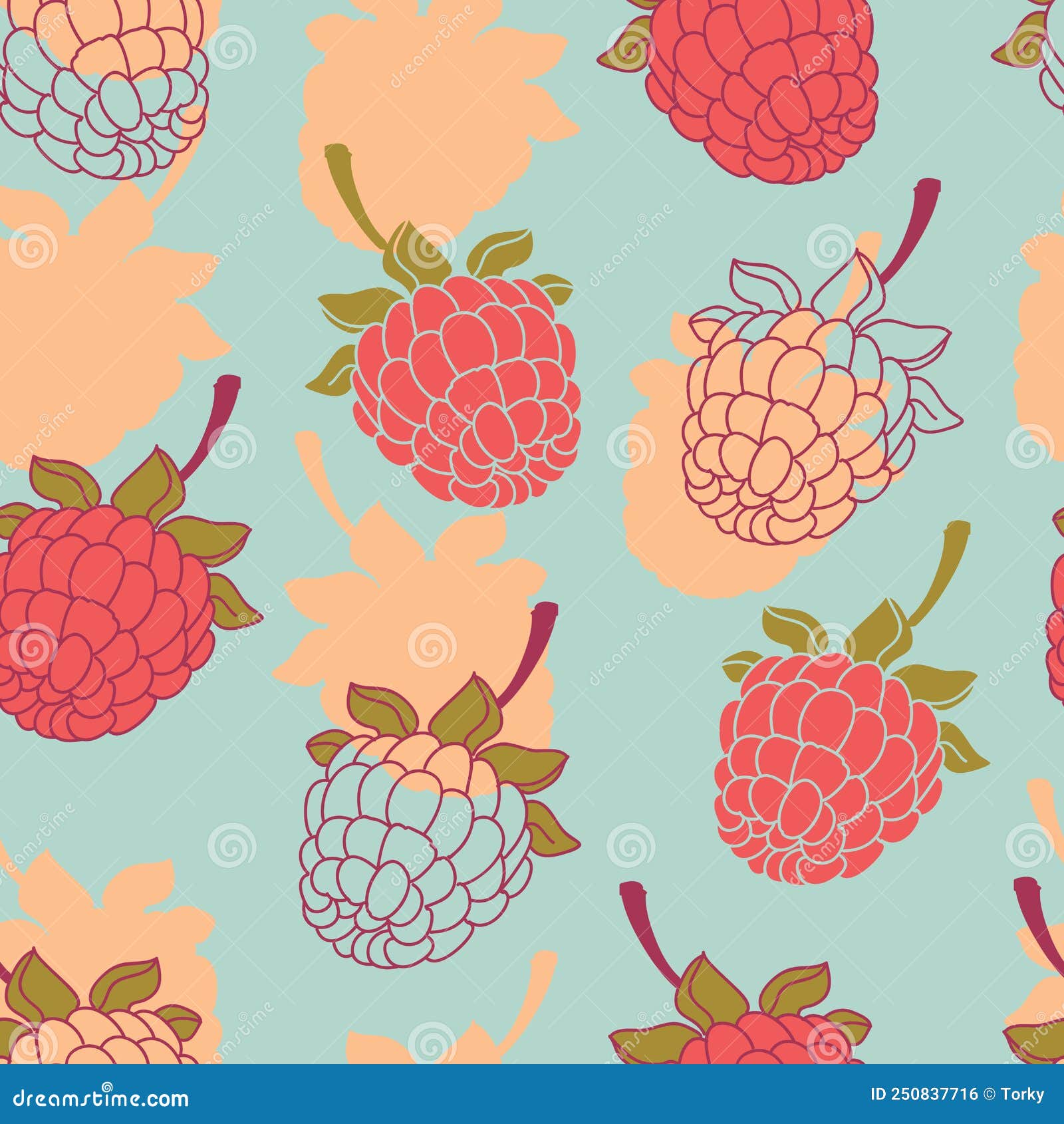 Raspberry Fruits Seamless Pattern Stock Vector - Illustration of ...
