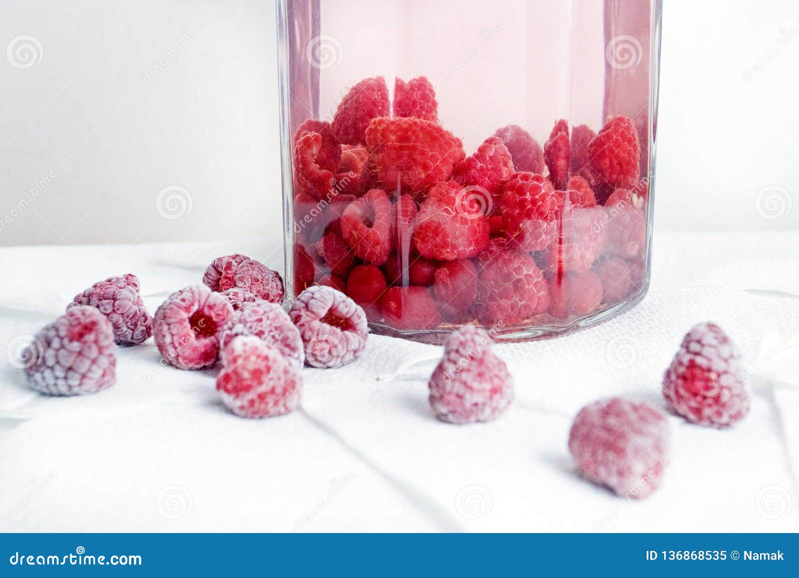 Raspberry in a glass jug stock image. Image of appetizing - 136868535