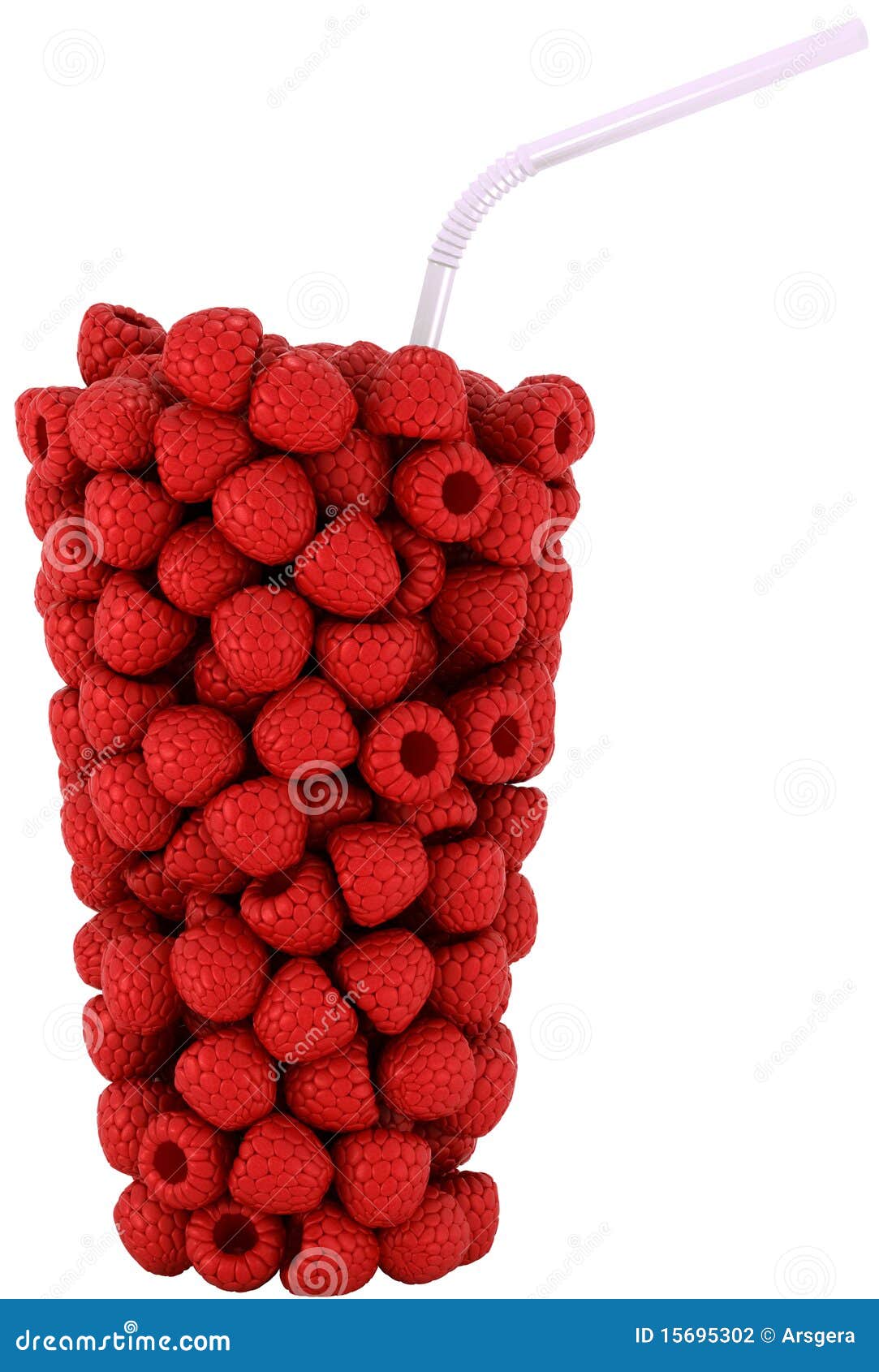 Raspberry Glass Shape with Straw Stock Illustration - Illustration of ...