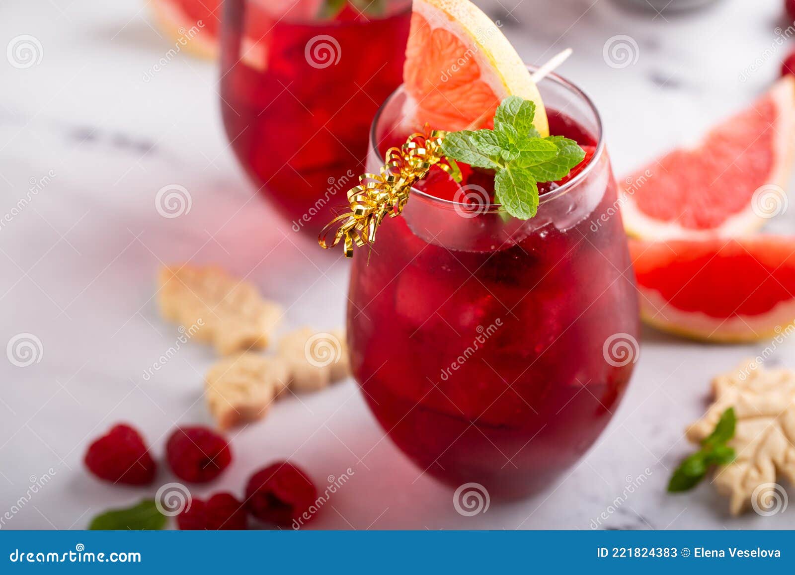 Raspberry Grapefruit Refreshing Cocktail with Mint Leaves Stock Image ...