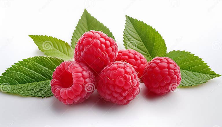 Raspberry on green leaf stock illustration. Illustration of sweetness ...