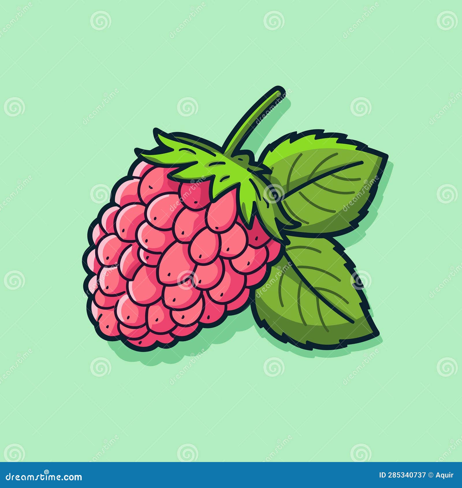 Raspberry. Raspberry Hand-drawn Comic Illustration. Vector Doodle Style ...