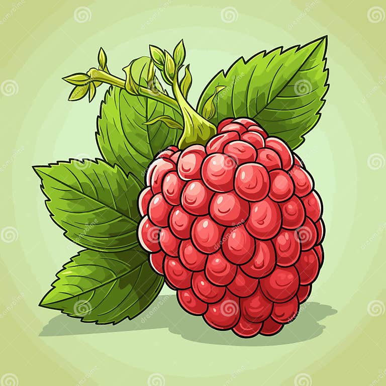 Raspberry. Raspberry Hand-drawn Comic Illustration. Vector Doodle Style ...