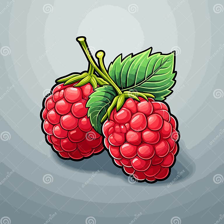 Raspberry. Raspberry Hand-drawn Comic Illustration. Vector Doodle Style ...