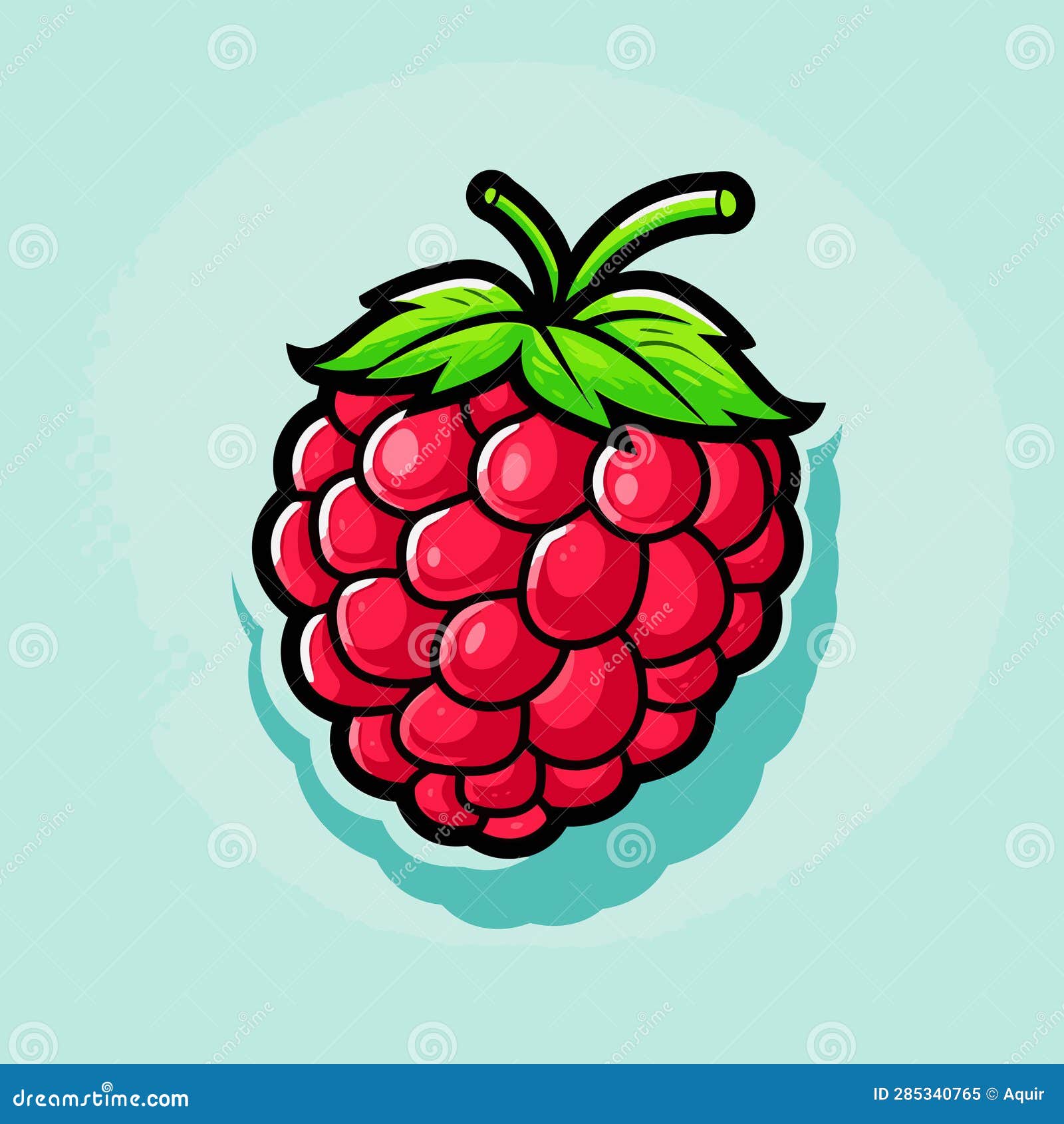 Raspberry. Raspberry Hand-drawn Comic Illustration. Vector Doodle Style ...