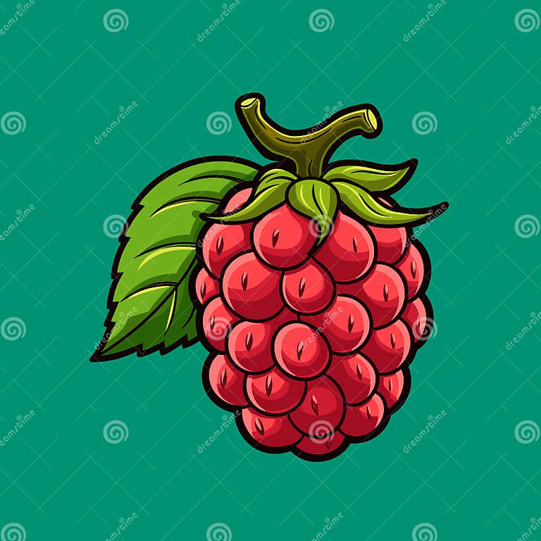Raspberry. Raspberry Hand-drawn Comic Illustration. Vector Doodle Style ...