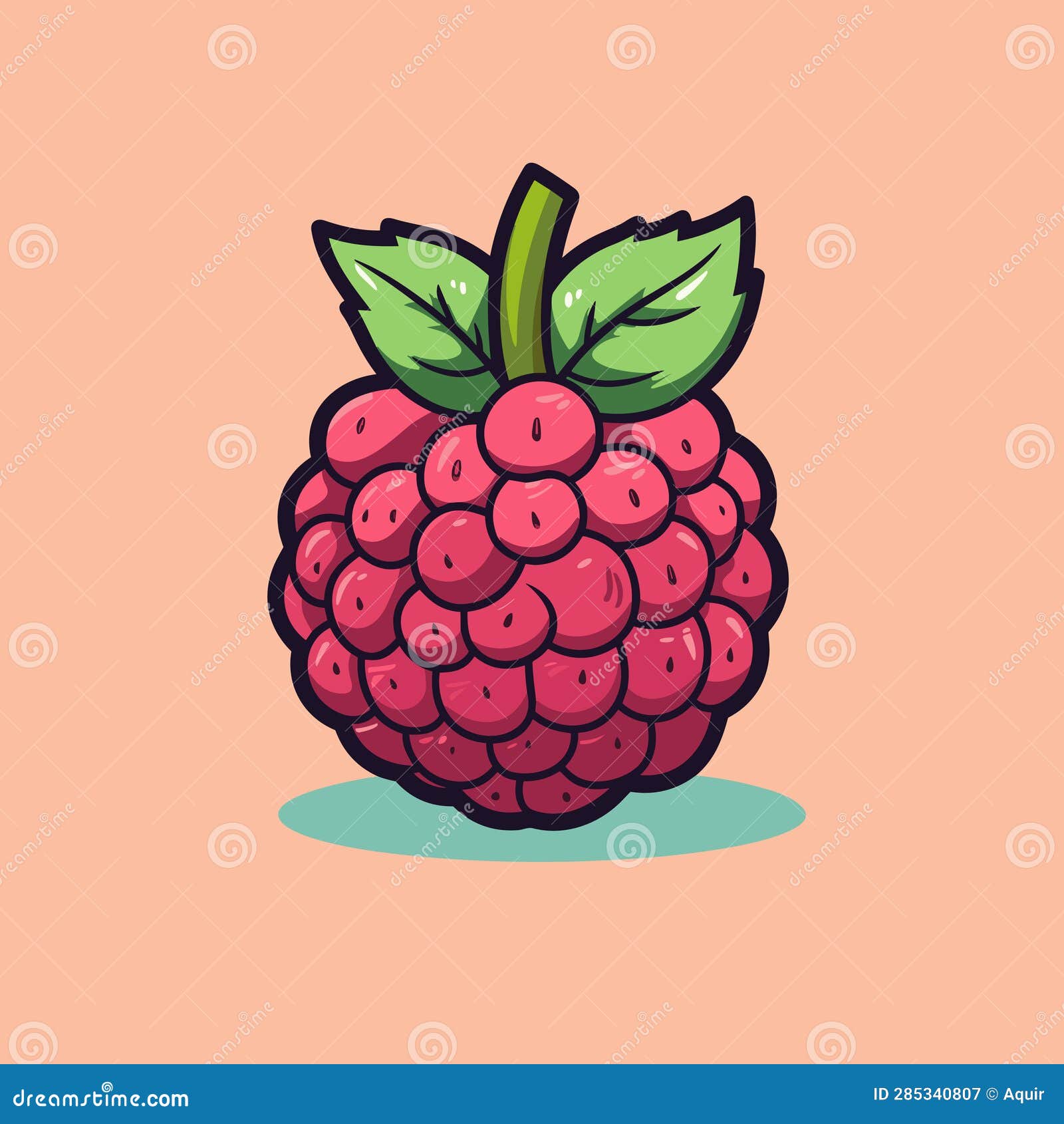 Raspberry. Raspberry Hand-drawn Comic Illustration. Vector Doodle Style ...