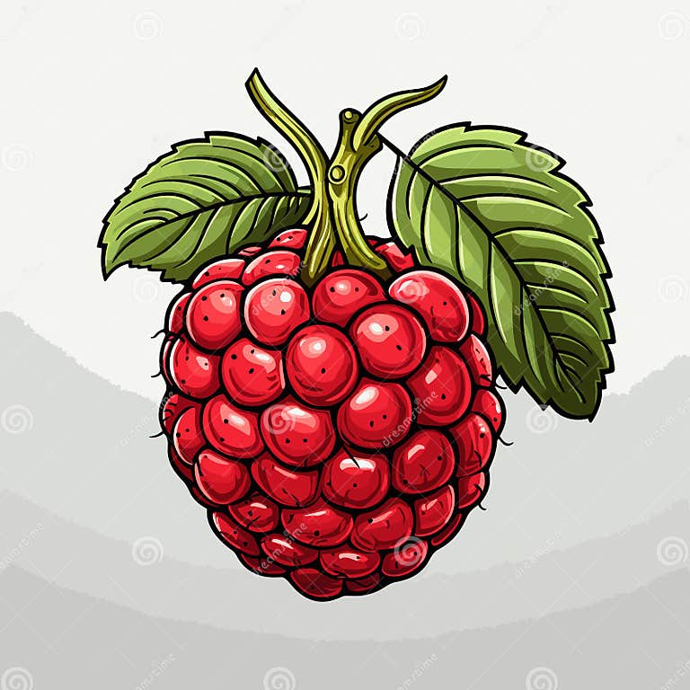 Raspberry. Raspberry Hand-drawn Comic Illustration. Vector Doodle Style ...