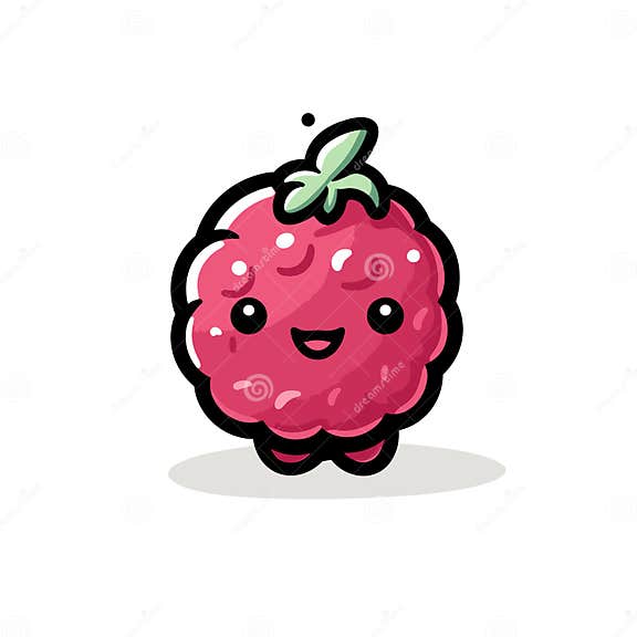 Raspberry. Raspberry Hand-drawn Comic Illustration. Vector Doodle Style ...