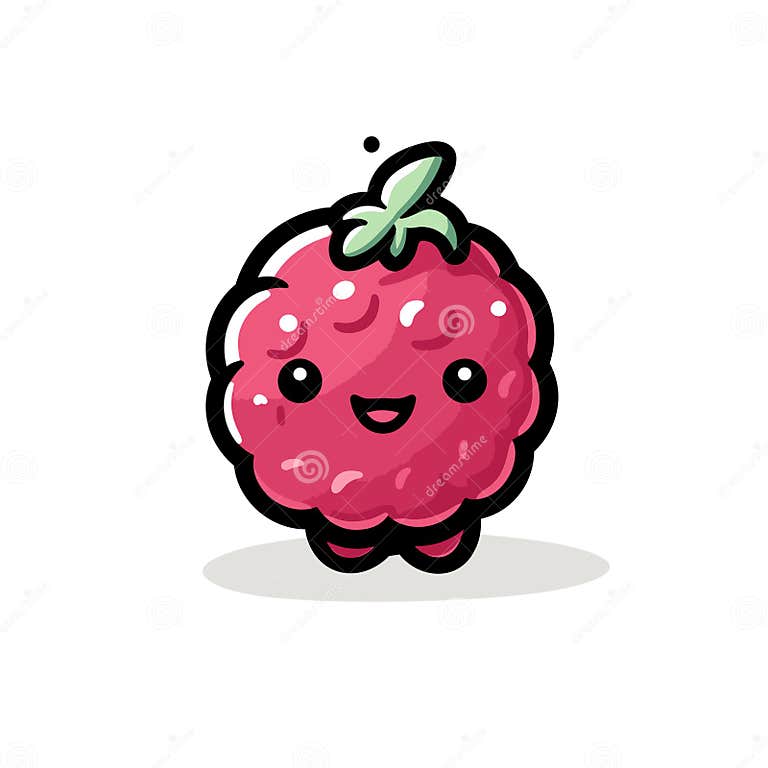 Raspberry. Raspberry Hand-drawn Comic Illustration. Vector Doodle Style ...