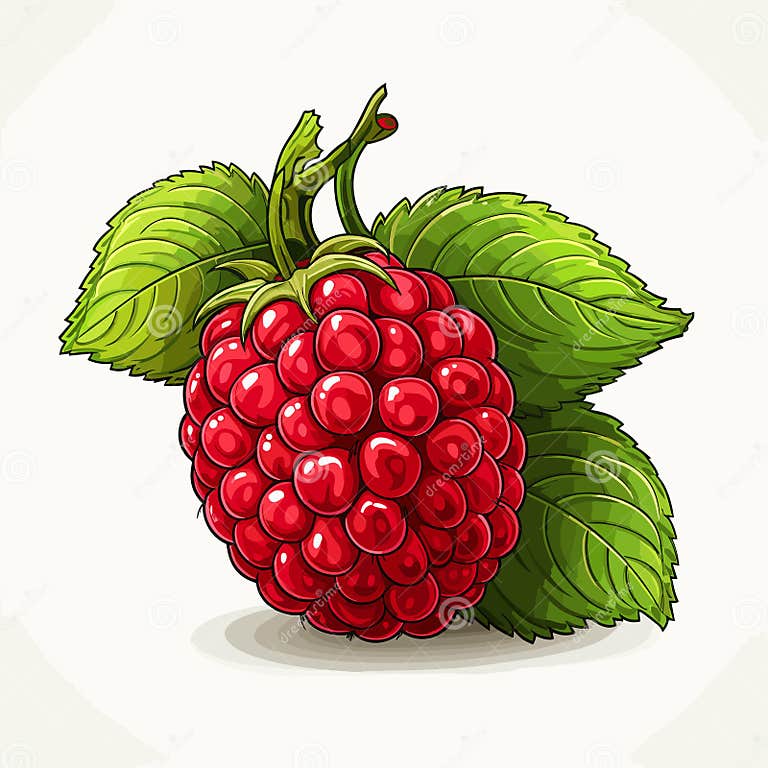 Raspberry. Raspberry Hand-drawn Comic Illustration. Vector Doodle Style ...