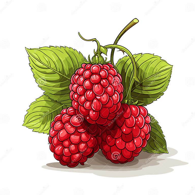 Raspberry. Raspberry Hand-drawn Comic Illustration. Vector Doodle Style ...