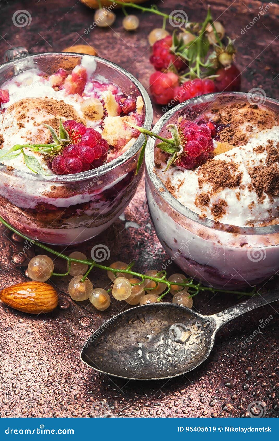Raspberry ice cream in cup stock image. Image of soft - 95405619