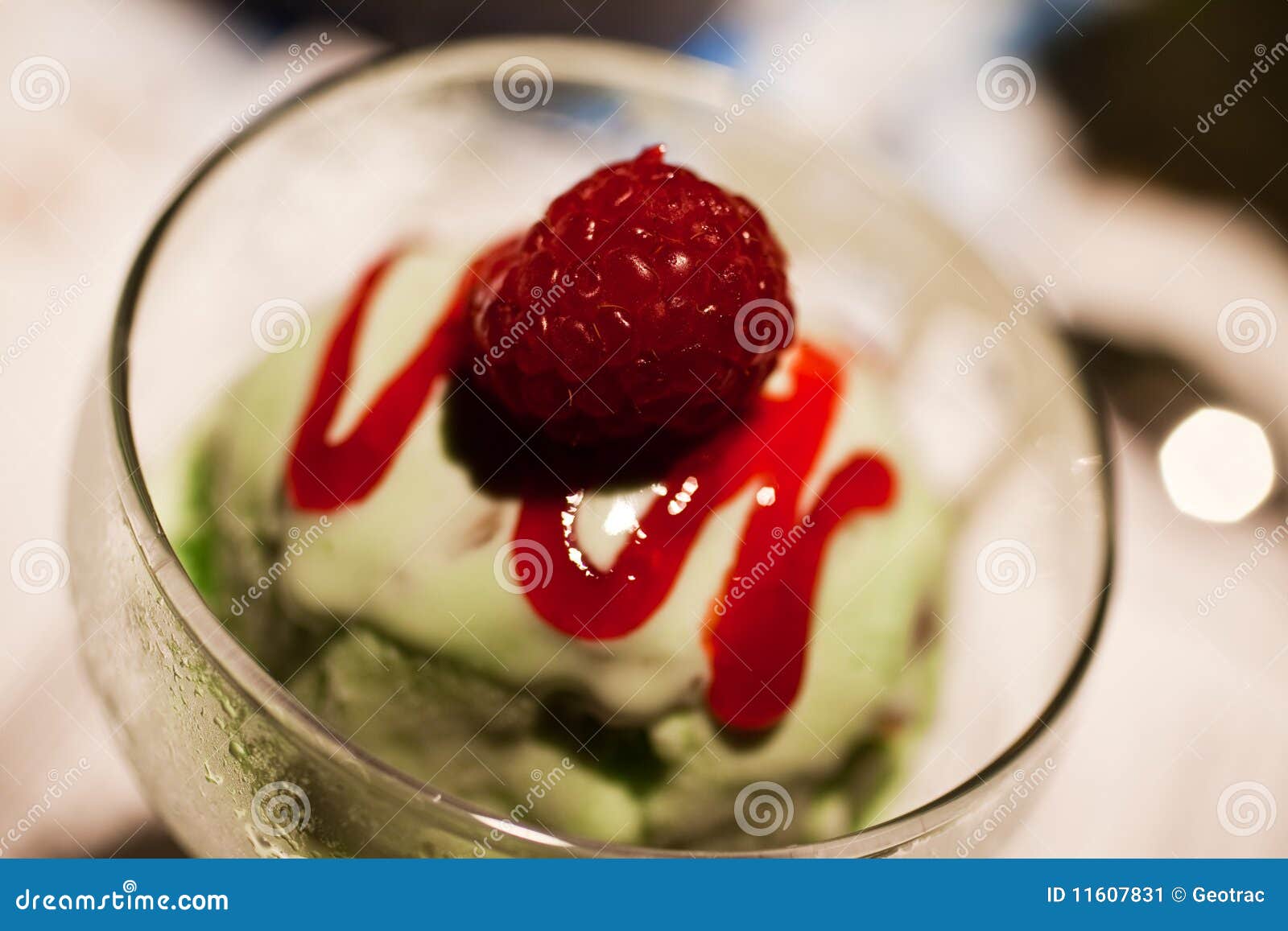 Raspberry with Ice Cream Dessert Stock Image - Image of raspberry ...