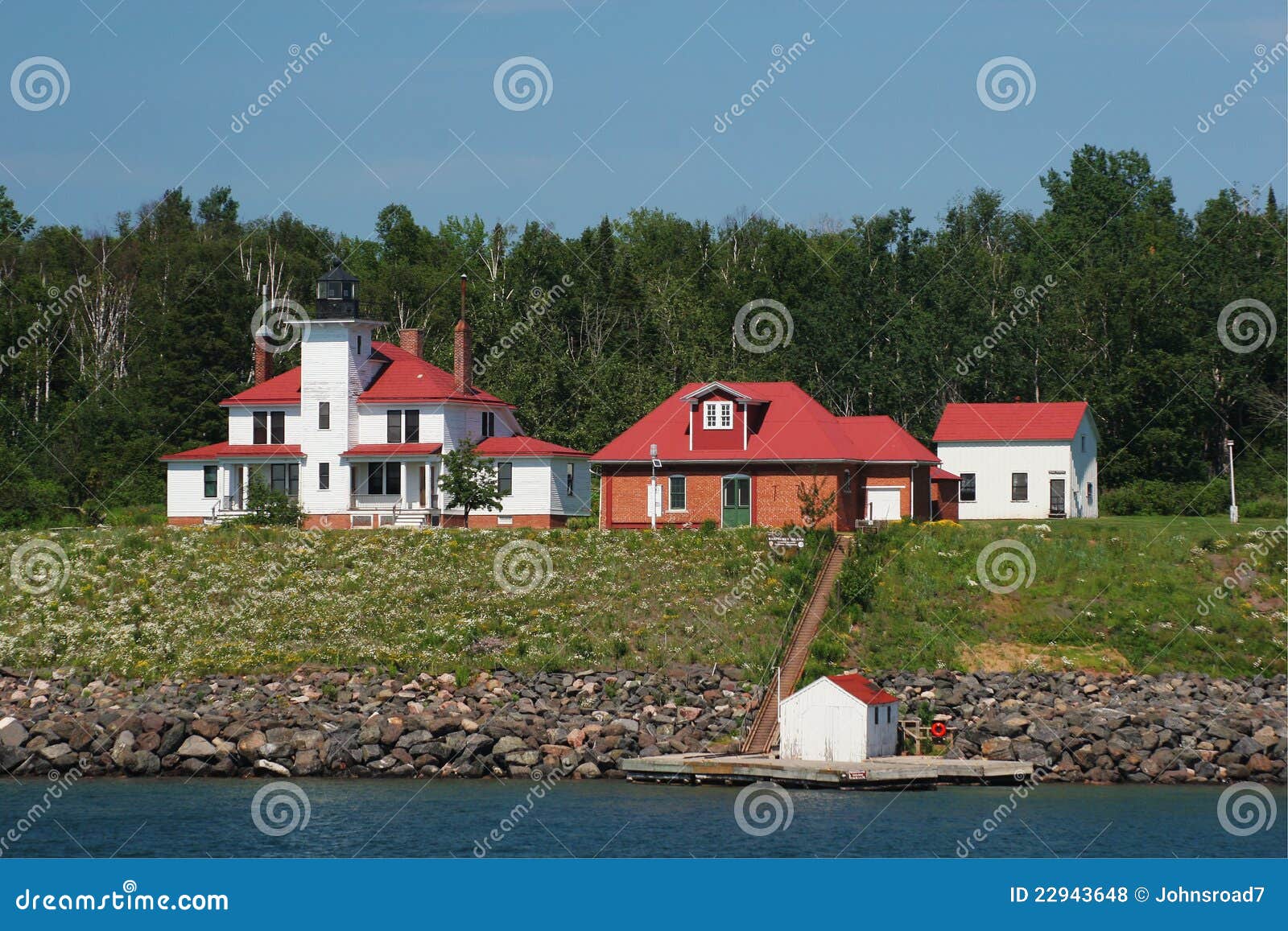 Raspberry Island Lighthouse Stock Photo - Image of scenic, tourism ...