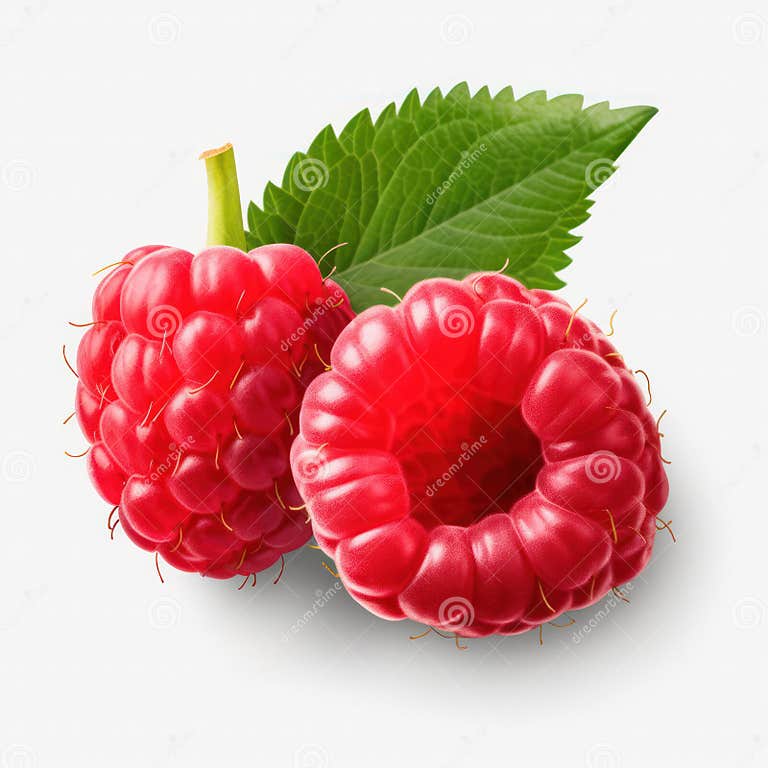 Raspberry Isolated. Raspberries with Leaf Isolate. Raspberry with Leaf ...