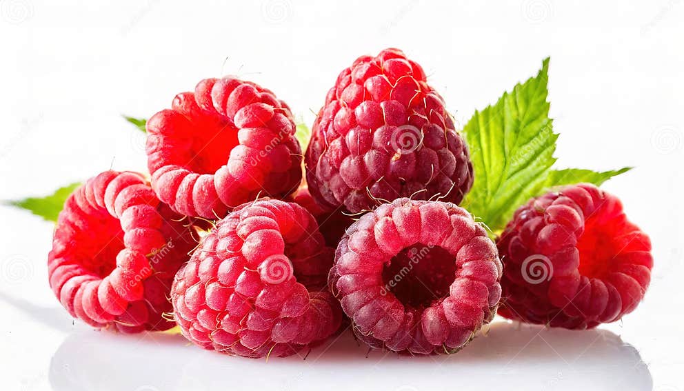 Raspberry Isolated. Raspberries with Leaf Isolate. Whole and Half of ...