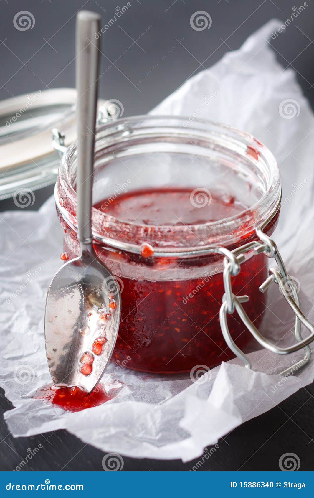 Raspberry jam stock photo. Image of marmalade, paper - 15886340