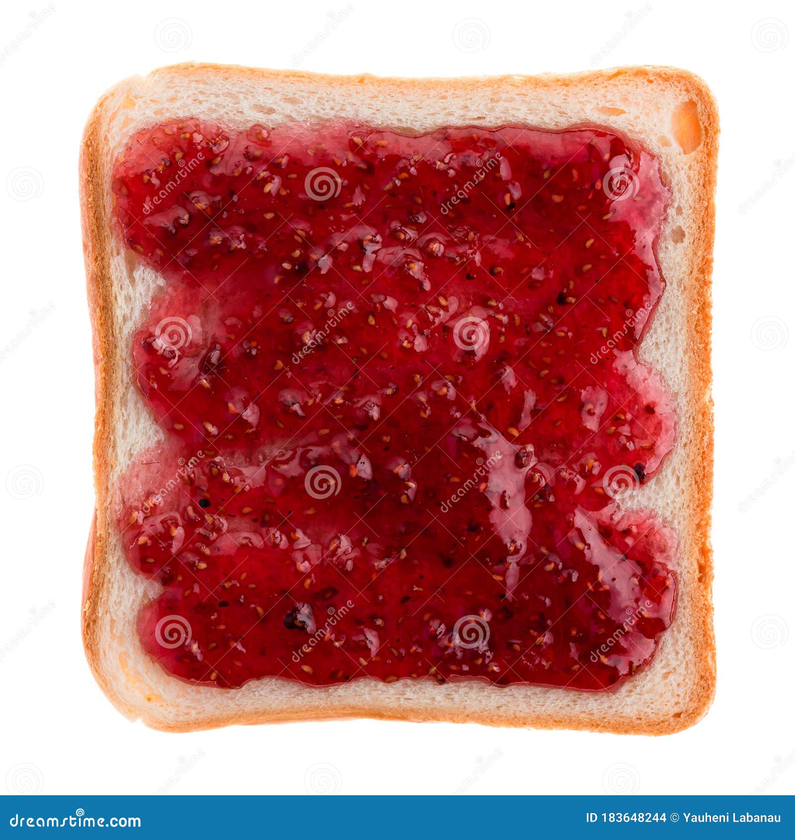 Raspberry Jam on Bread Isolated on White Background Stock Photo - Image ...